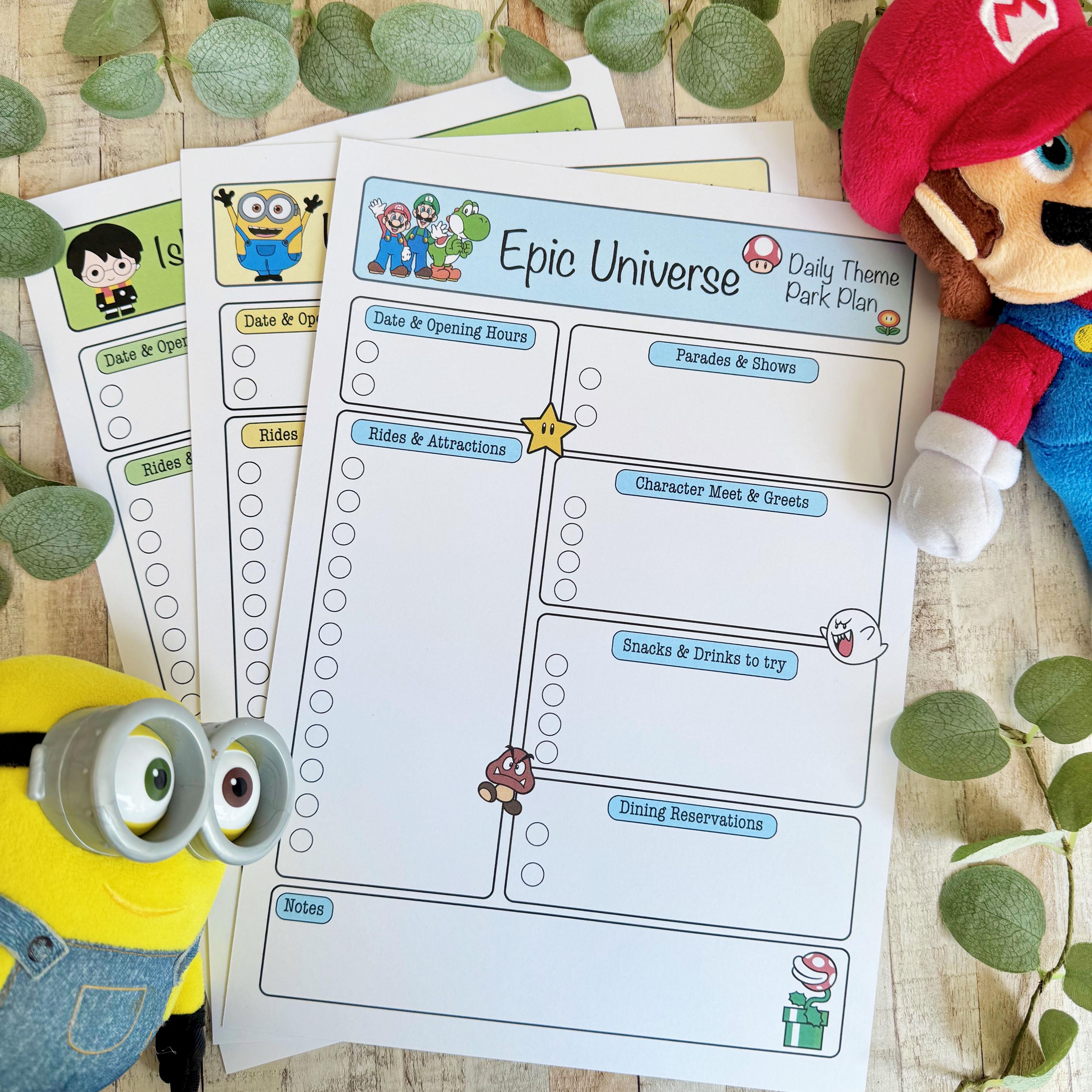 Universal Orlando Planner Sheets - DIGITAL DOWNLOAD - Etsy