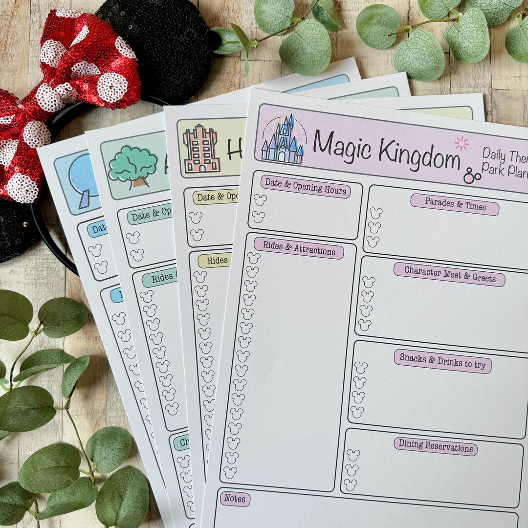 Walt Disney World Daily Planner Sheets - Etsy UK