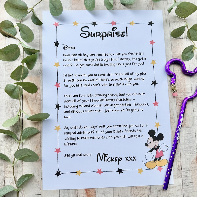 Letter From Mickey for Orlando - Etsy