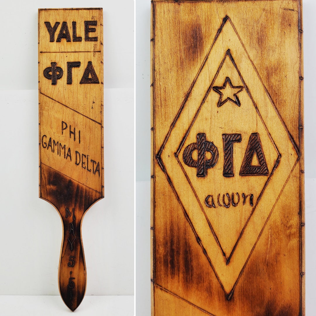 Yale 1951 Fraternity Paddle Phi Gamma Delta Vintage 50s Wooden Hand ...