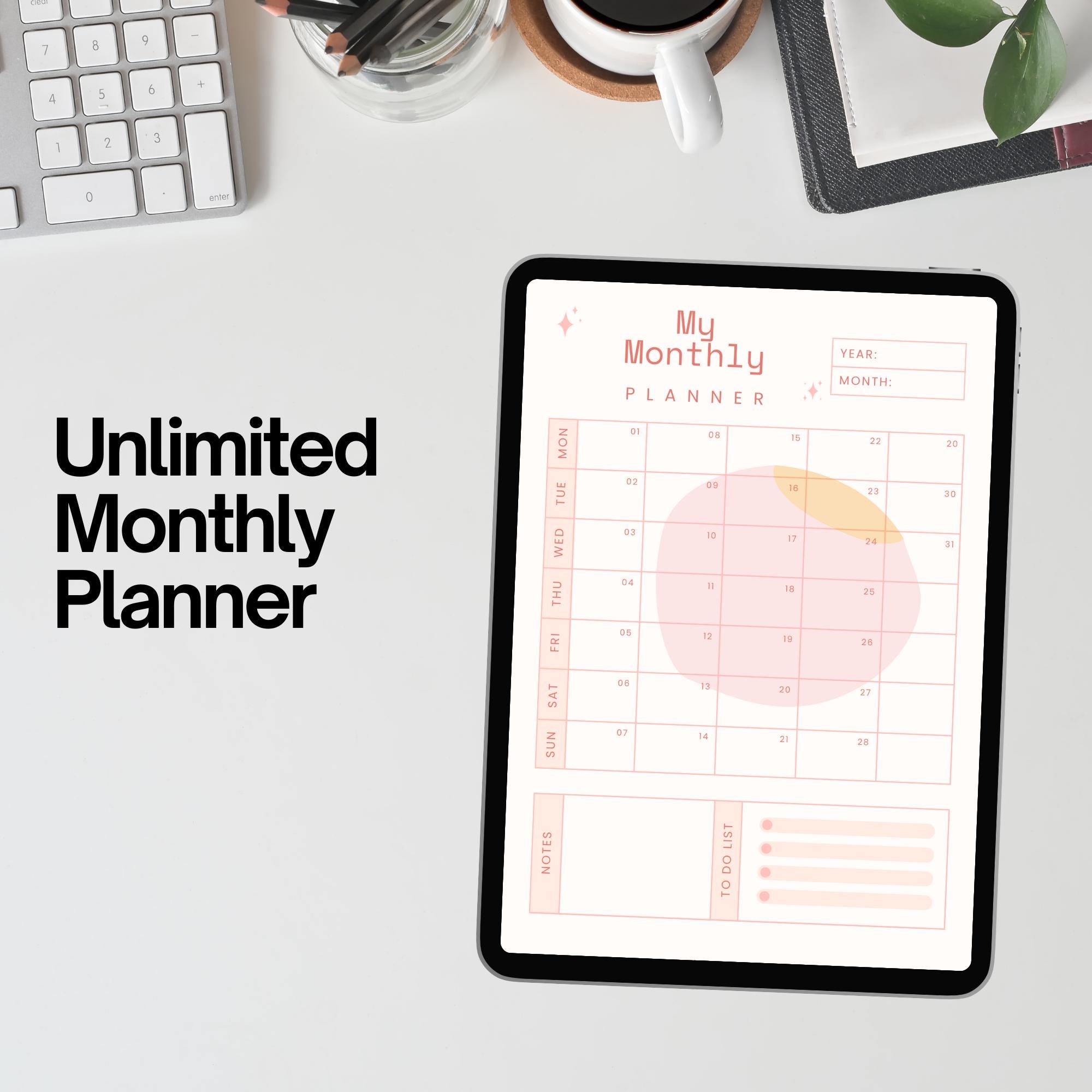 Printable Monthly Overview | Printable Monthly Planner | Digital ...