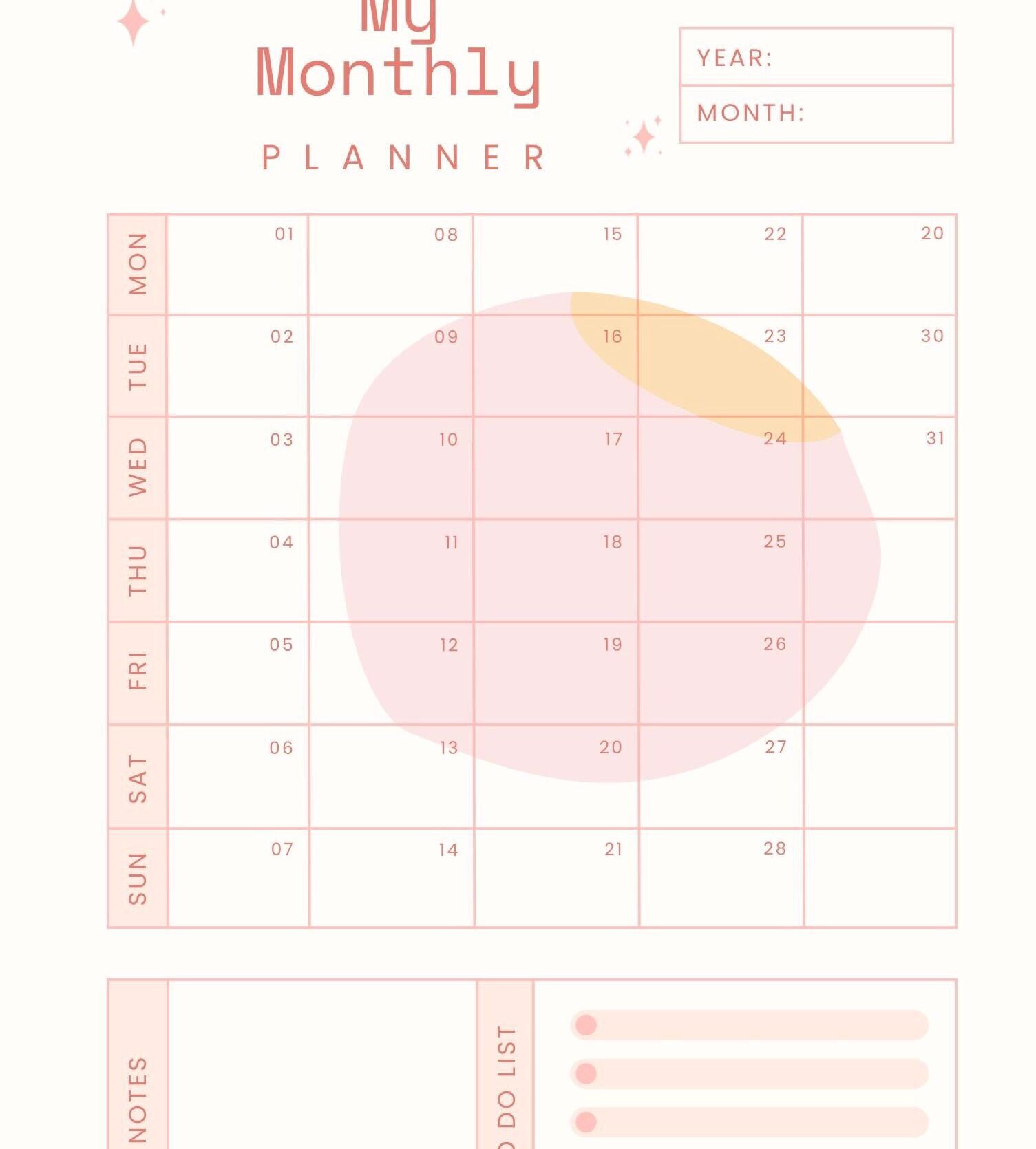 Printable Monthly Overview | Printable Monthly Planner | Digital ...
