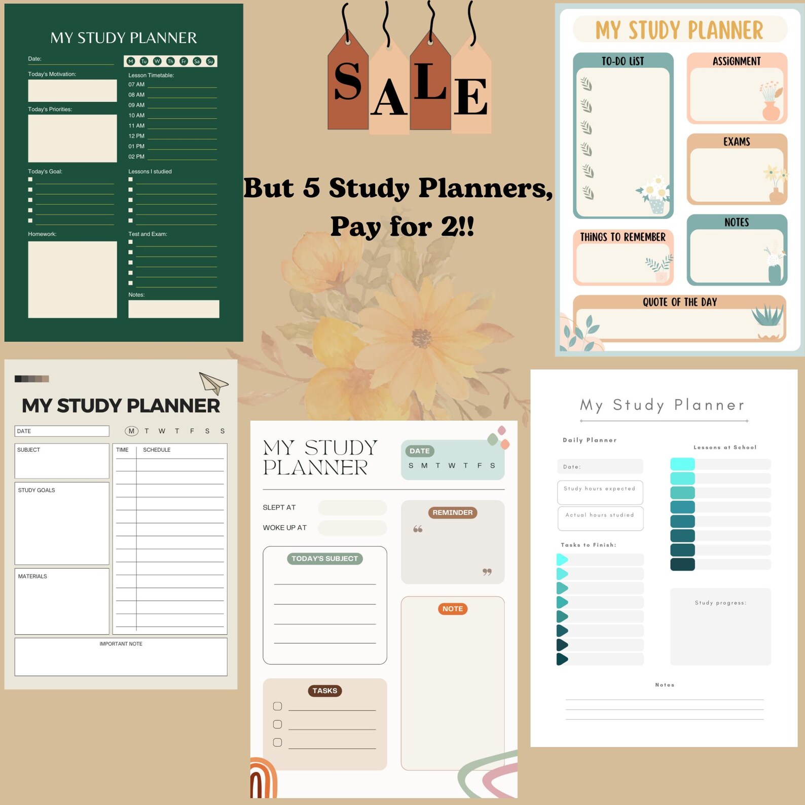 Digital Study Planner Printable PDF, Printable Study Schedule, Academic ...