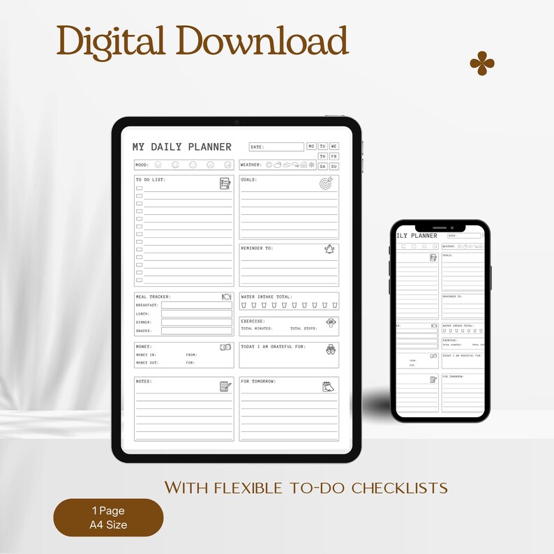 Minimalist Daily Planner Printable - Daily Goal Planner, Time Blocking ...