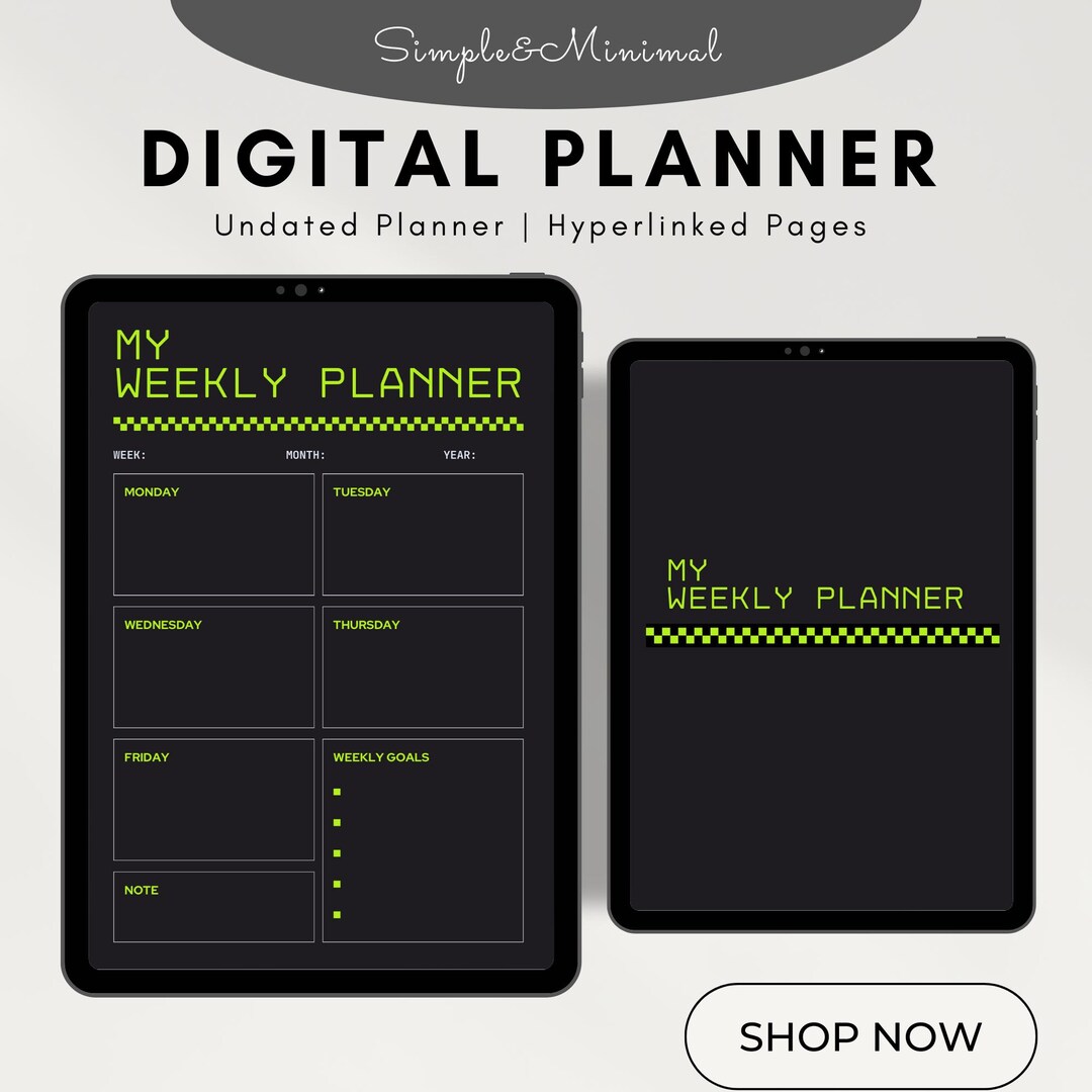 Digital Weekly Planner, Printable, Weekly Planner, Minimalist Planner ...