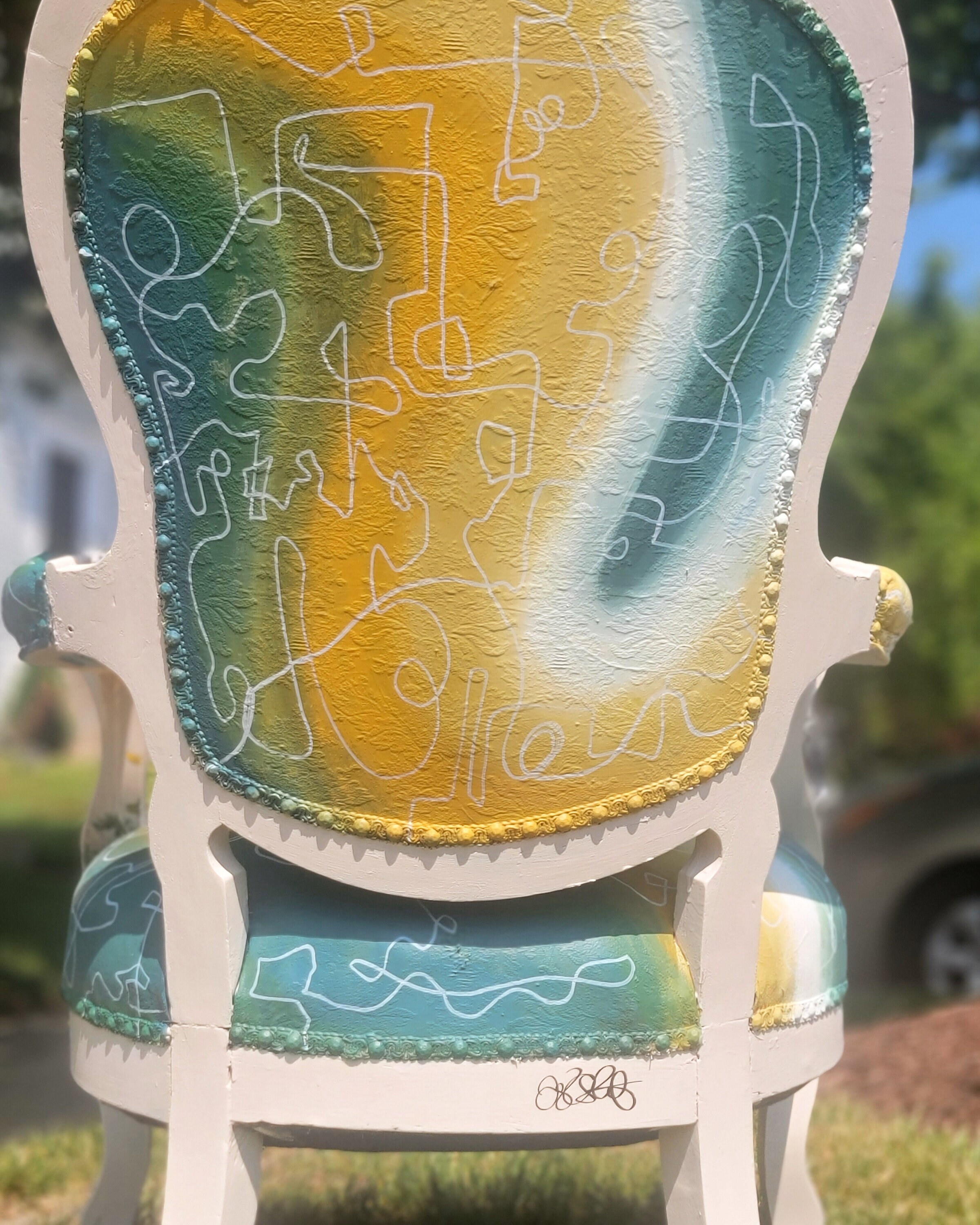 Handpainted Antique Abstract Art Chair Upcycled Statement Piece - Etsy