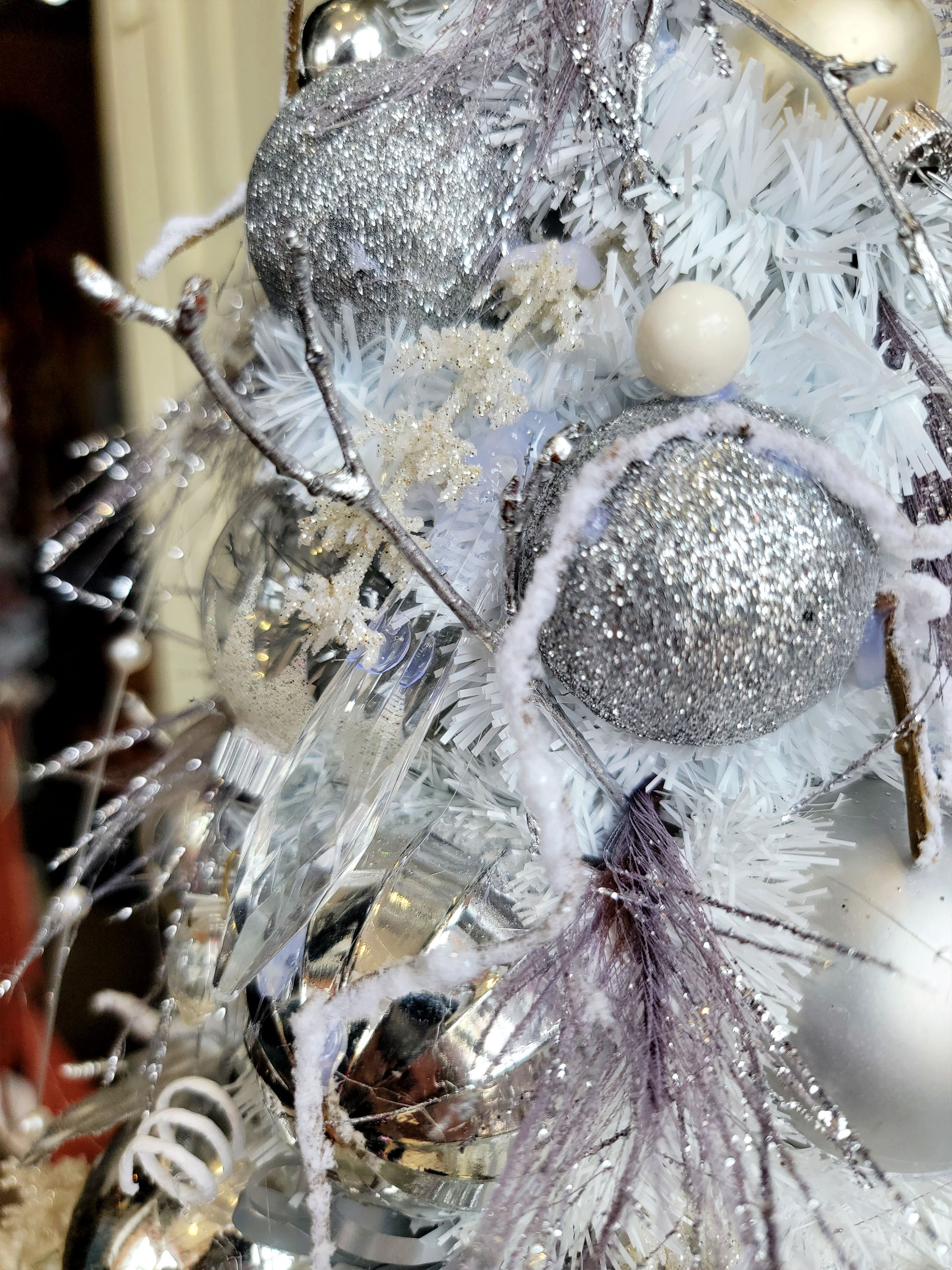 Silver & White Christmas Ball Ornament Tree Handmade With New and ...