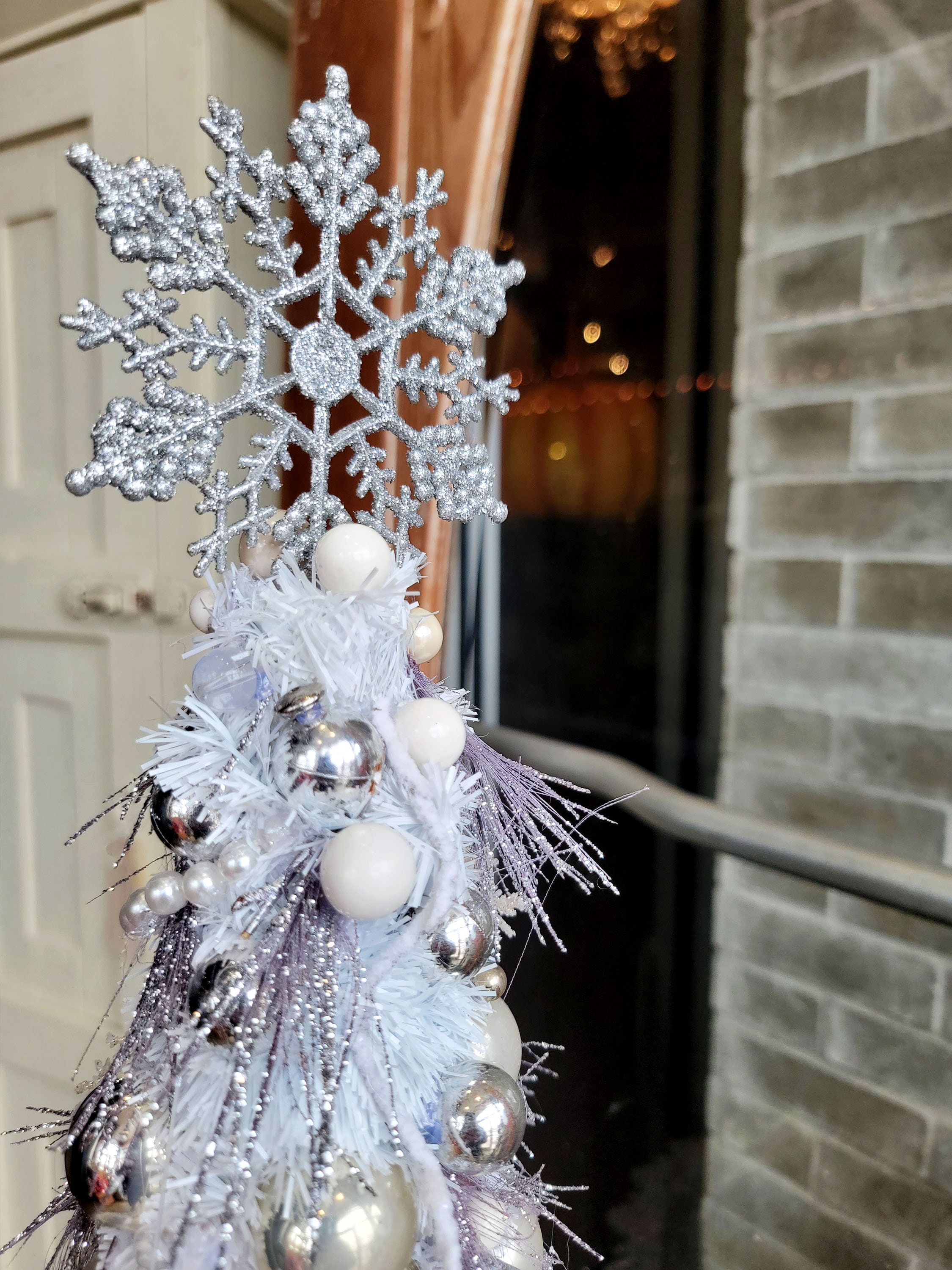 Silver & White Christmas Ball Ornament Tree Handmade With New and ...