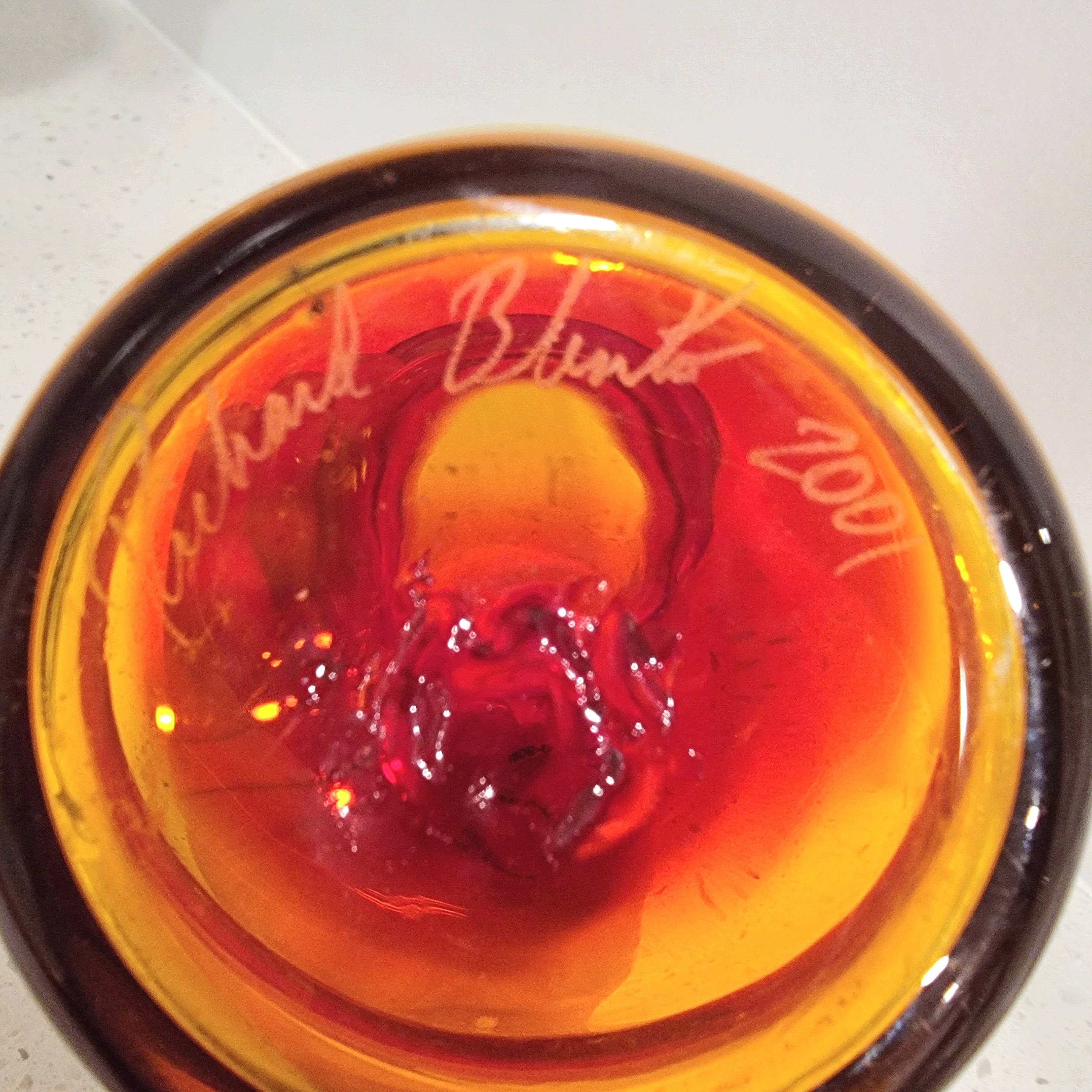 Blenko Art Glass Red-yellow Vase Label & Signed Richard Blenko 2001 - Etsy