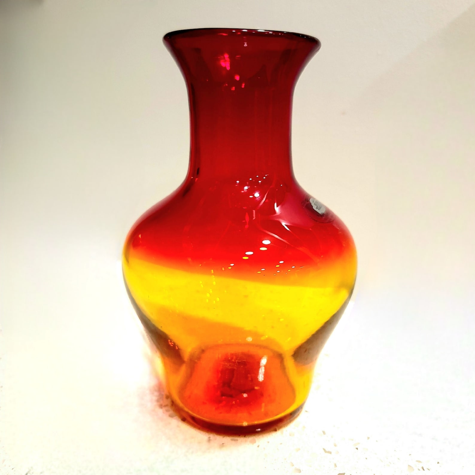 Blenko Art Glass Red-yellow Vase Label & Signed Richard Blenko 2001 - Etsy