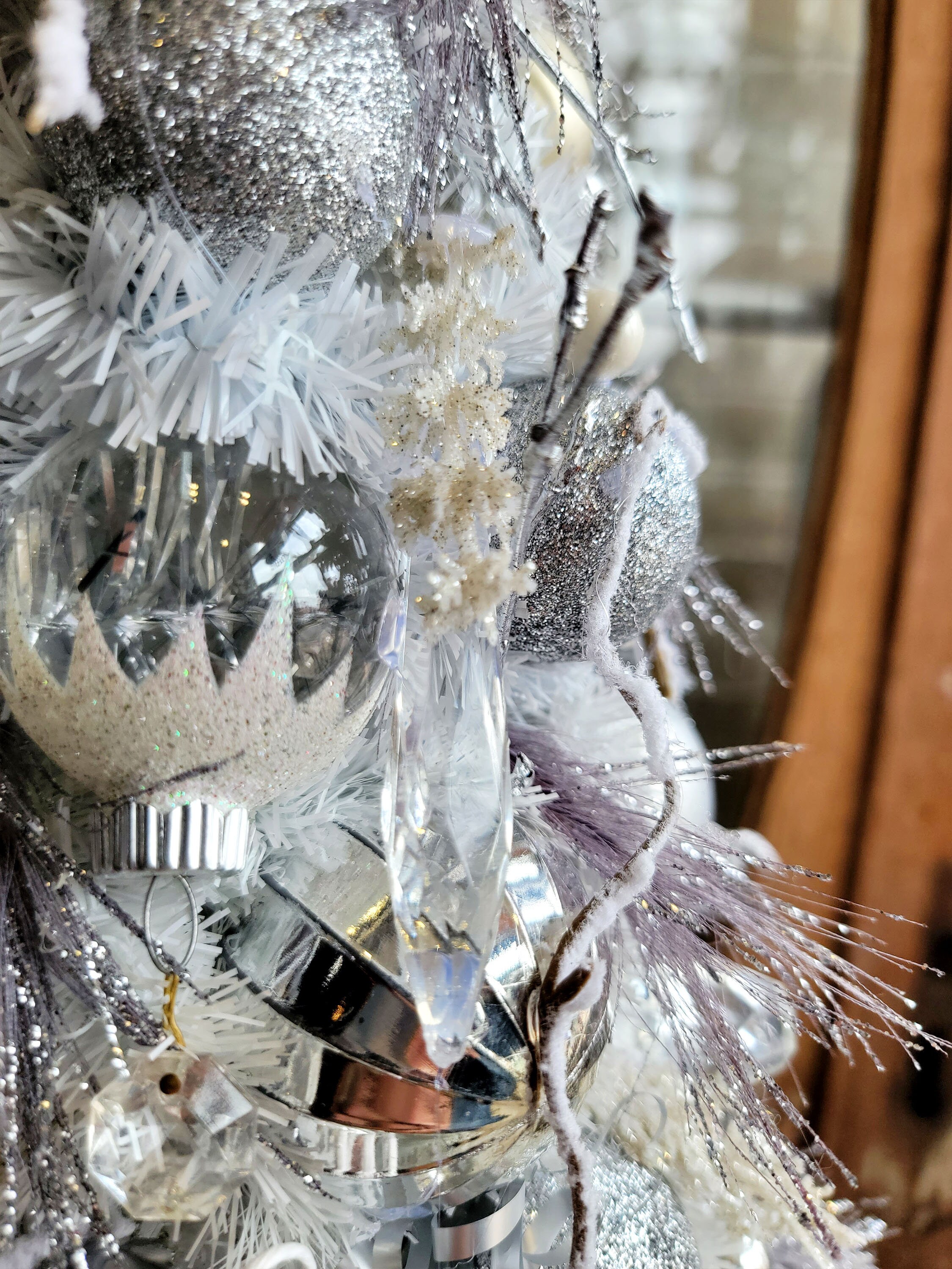 Silver & White Christmas Ball Ornament Tree Handmade With New and ...