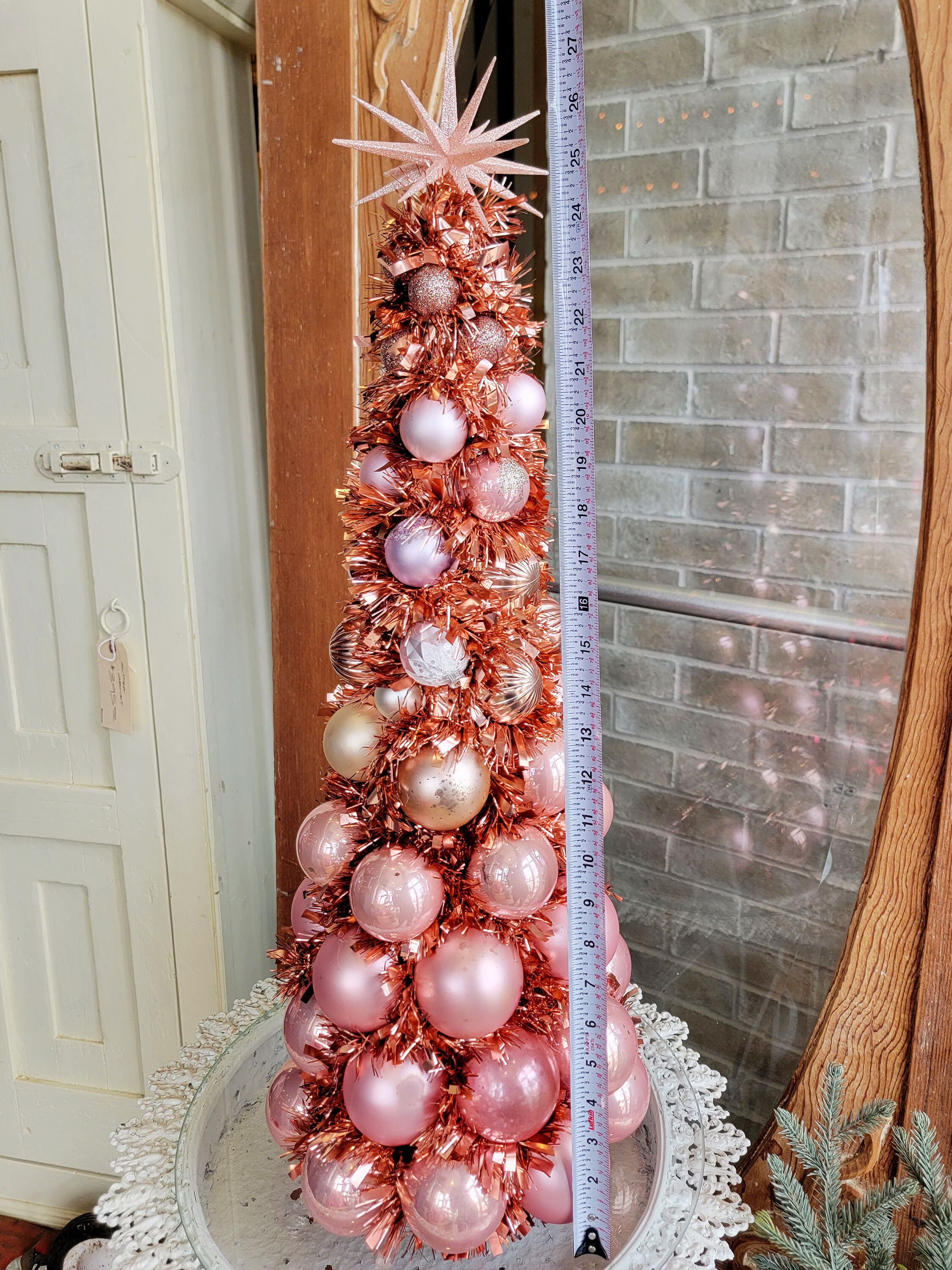 Vintage Pink Christmas Ball / Ornament Tree Handmade With New and ...