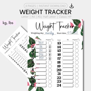 Weight Loss Tracker | Weight Journal Digital Weight Loss Chart Weekly ...