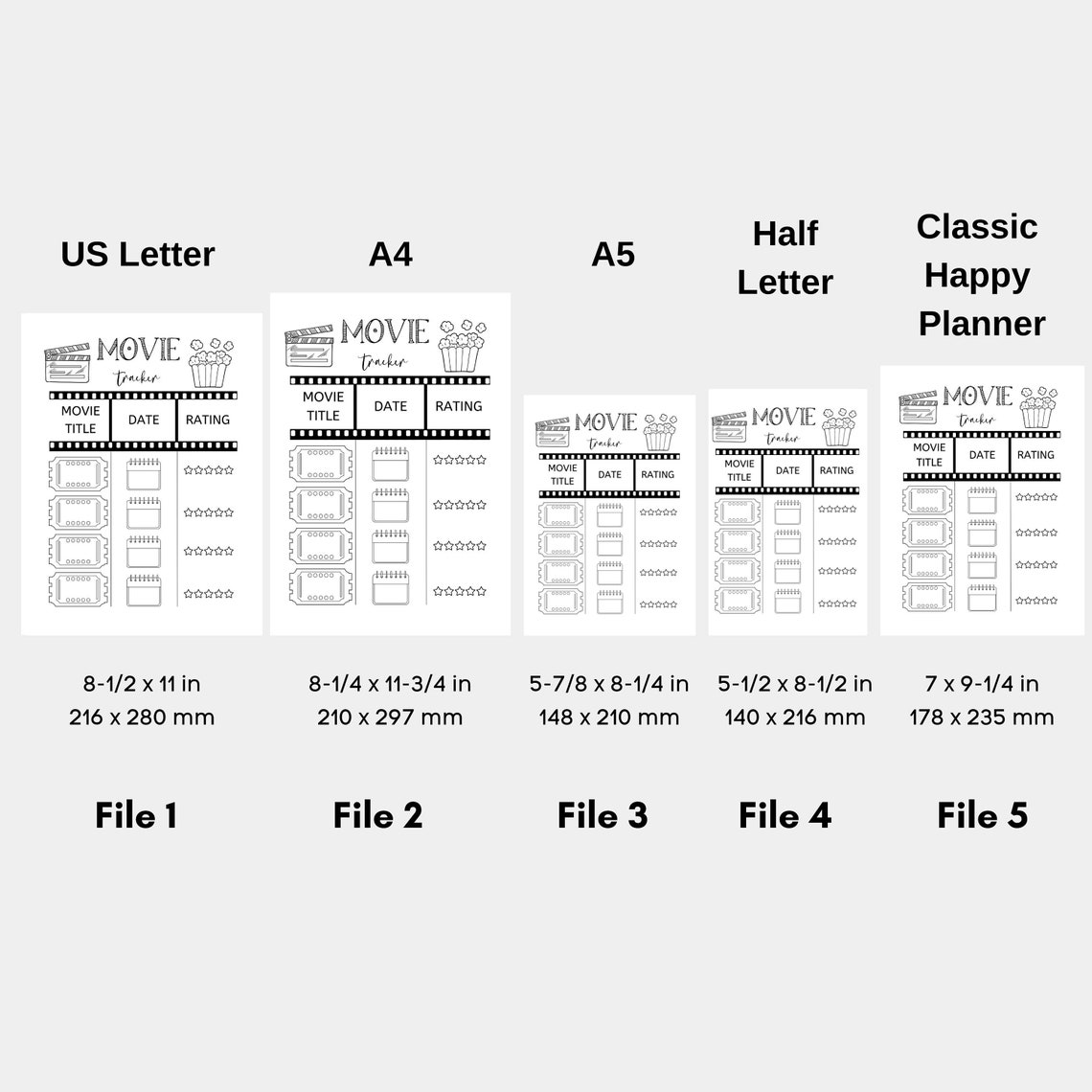 Printable Movie Tracker Template | Movie to Watch List, Movie Journal ...