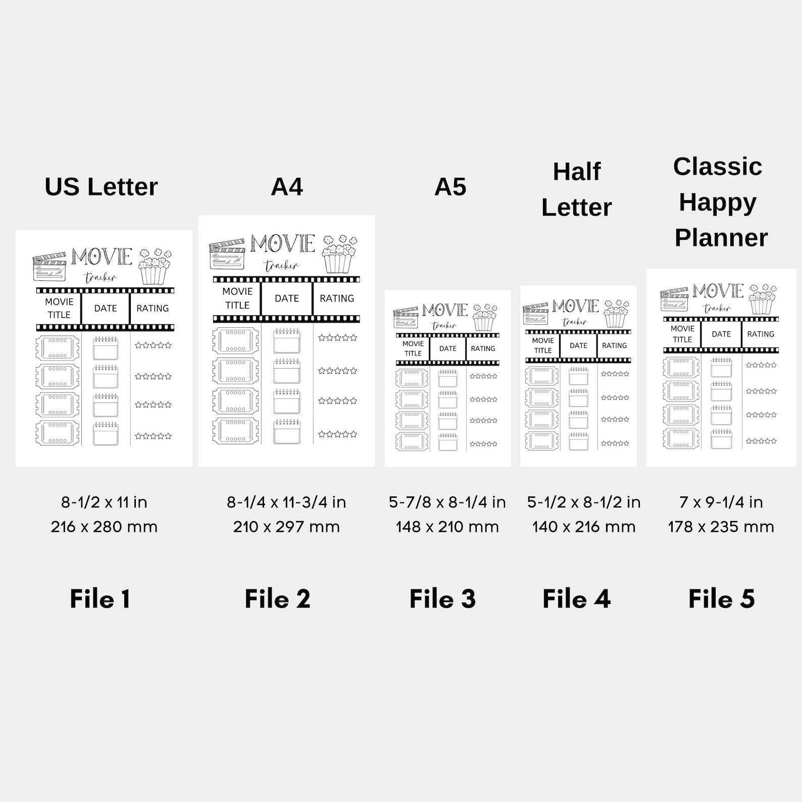 Printable Movie Tracker Template | Movie to Watch List, Movie Journal ...
