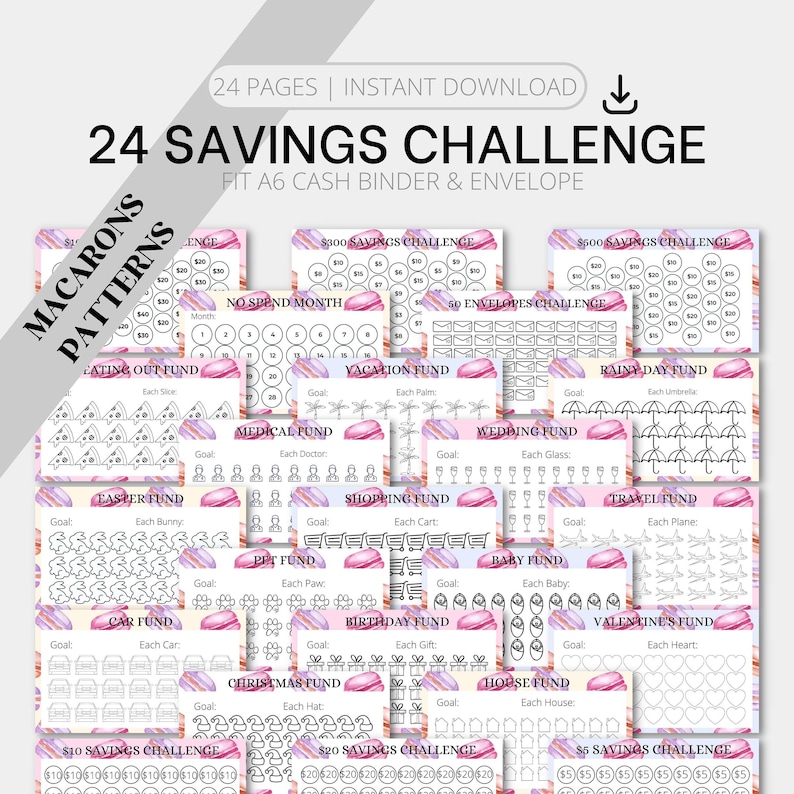 Printable A6 Savings Challenge Bundle A6 Cash Envelope System, Cash ...