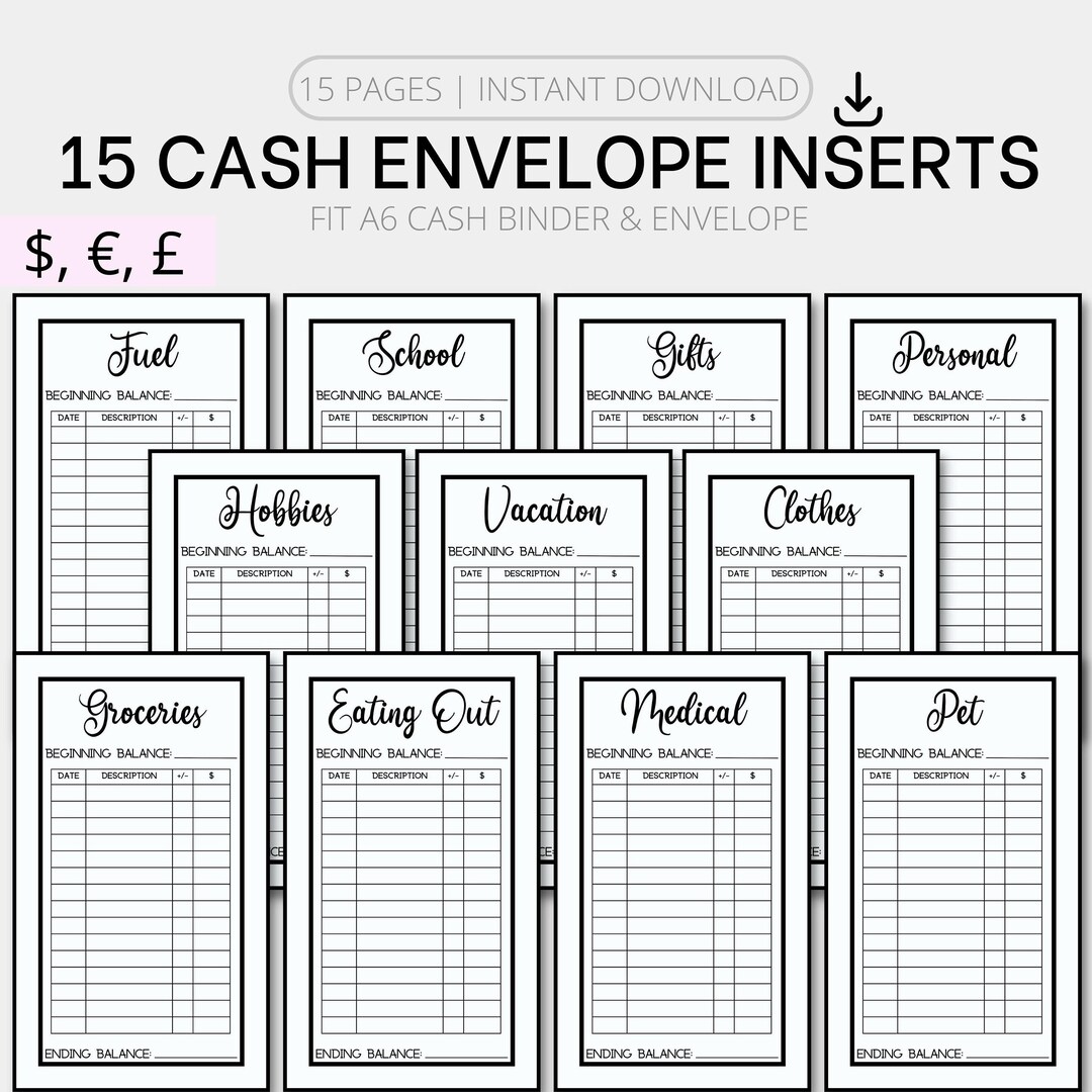 Printable A6 Cash Envelope Inserts | A6 Savings Bundle, A6 Savings ...