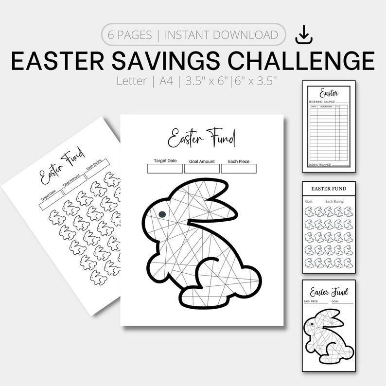 Easter Savings Challenge | Money Savings Tracker, A6 Easter Binder ...
