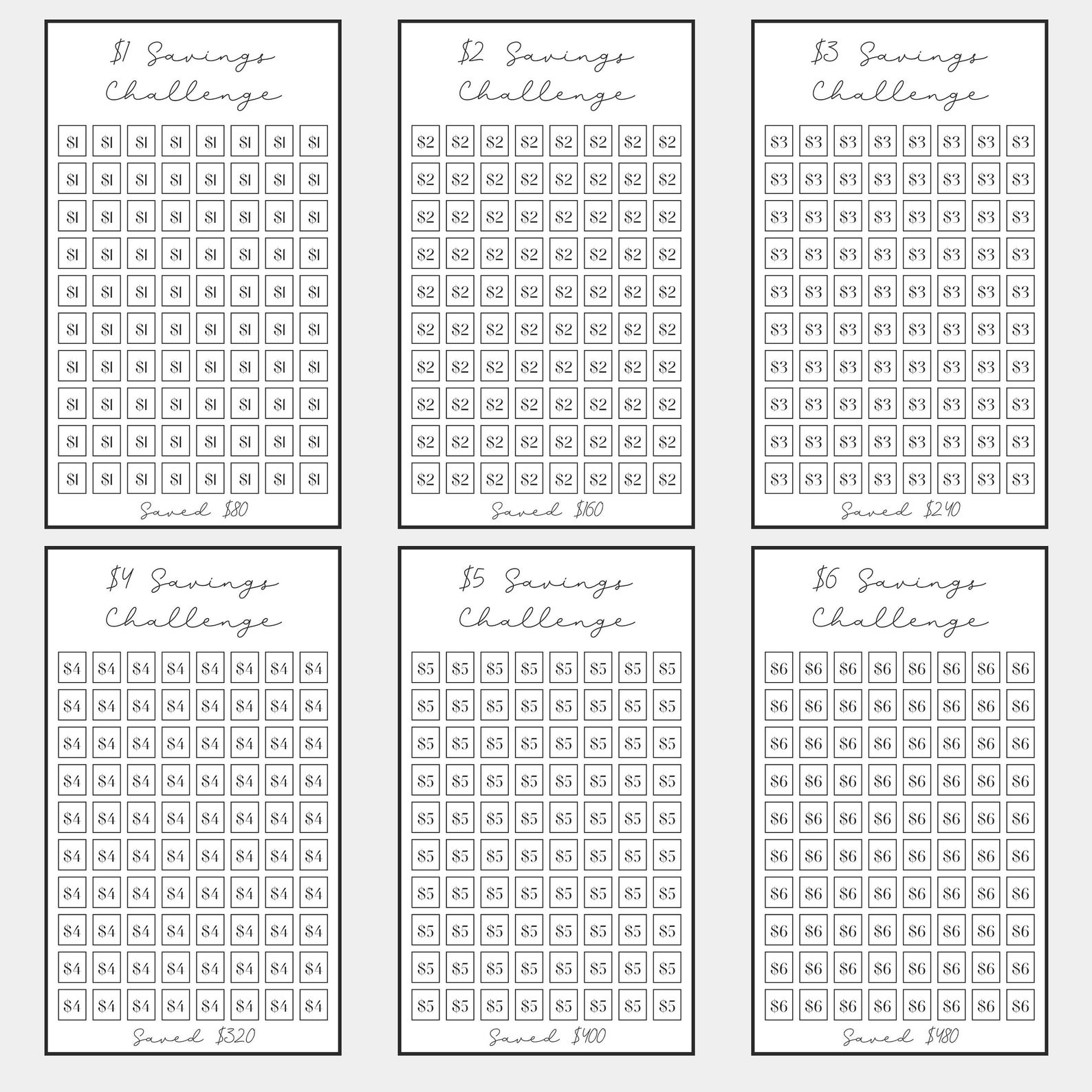 Savings Challenge Printable Saving Challenge Bundle for A6 - Etsy