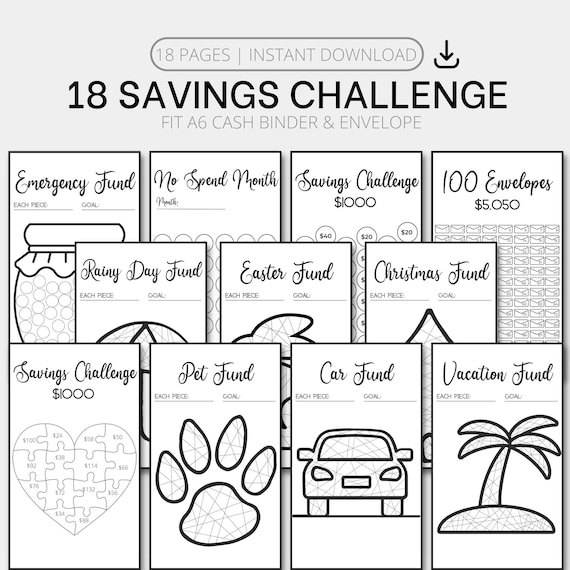 Printable A6 Savings Challenge Bundle A6 Money Challenge A6 - Etsy