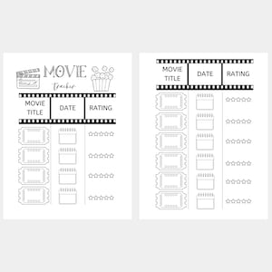 Printable Movie Tracker Template | Movie to Watch List, Movie Journal ...