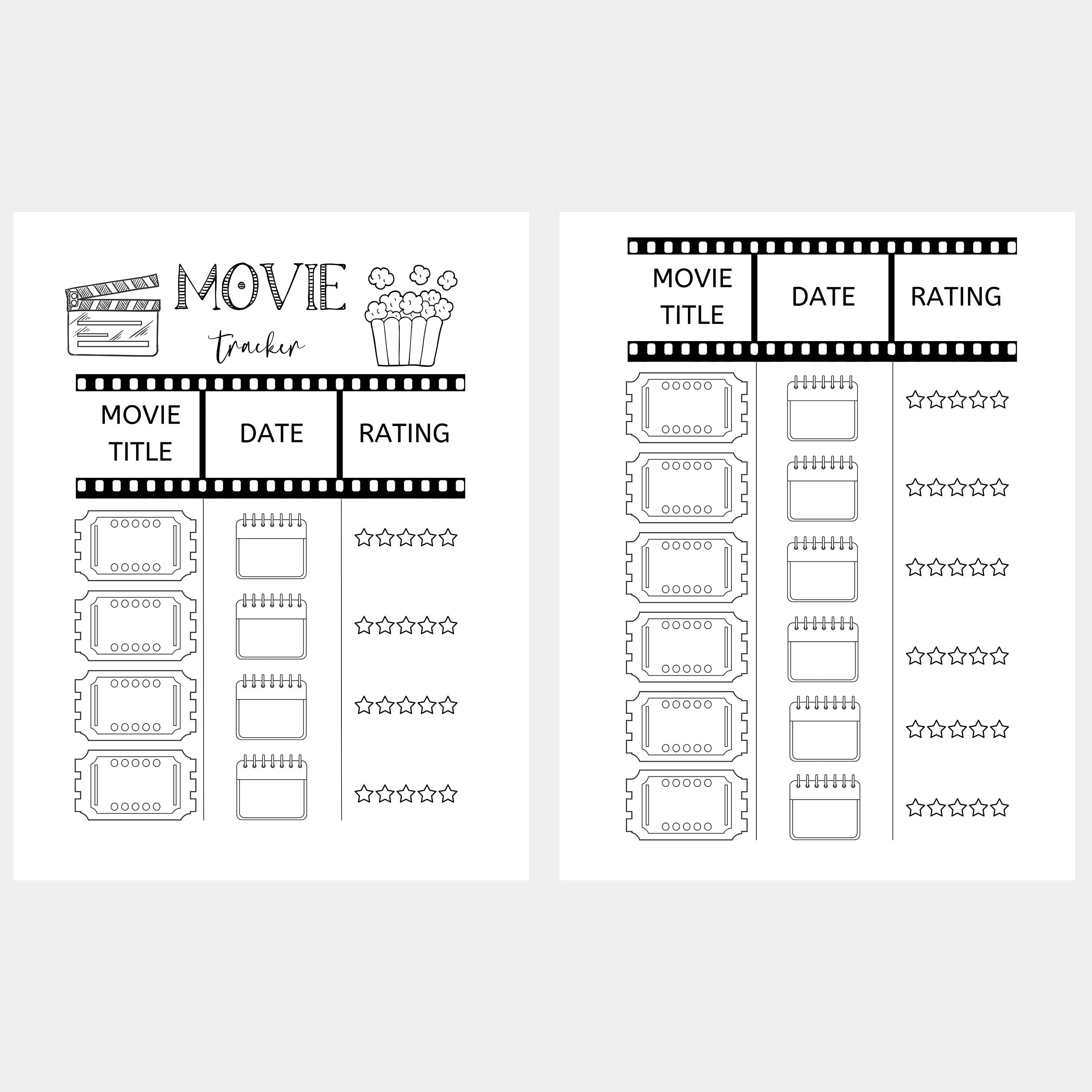 Printable Movie Tracker Template | Movie to Watch List, Movie Journal ...