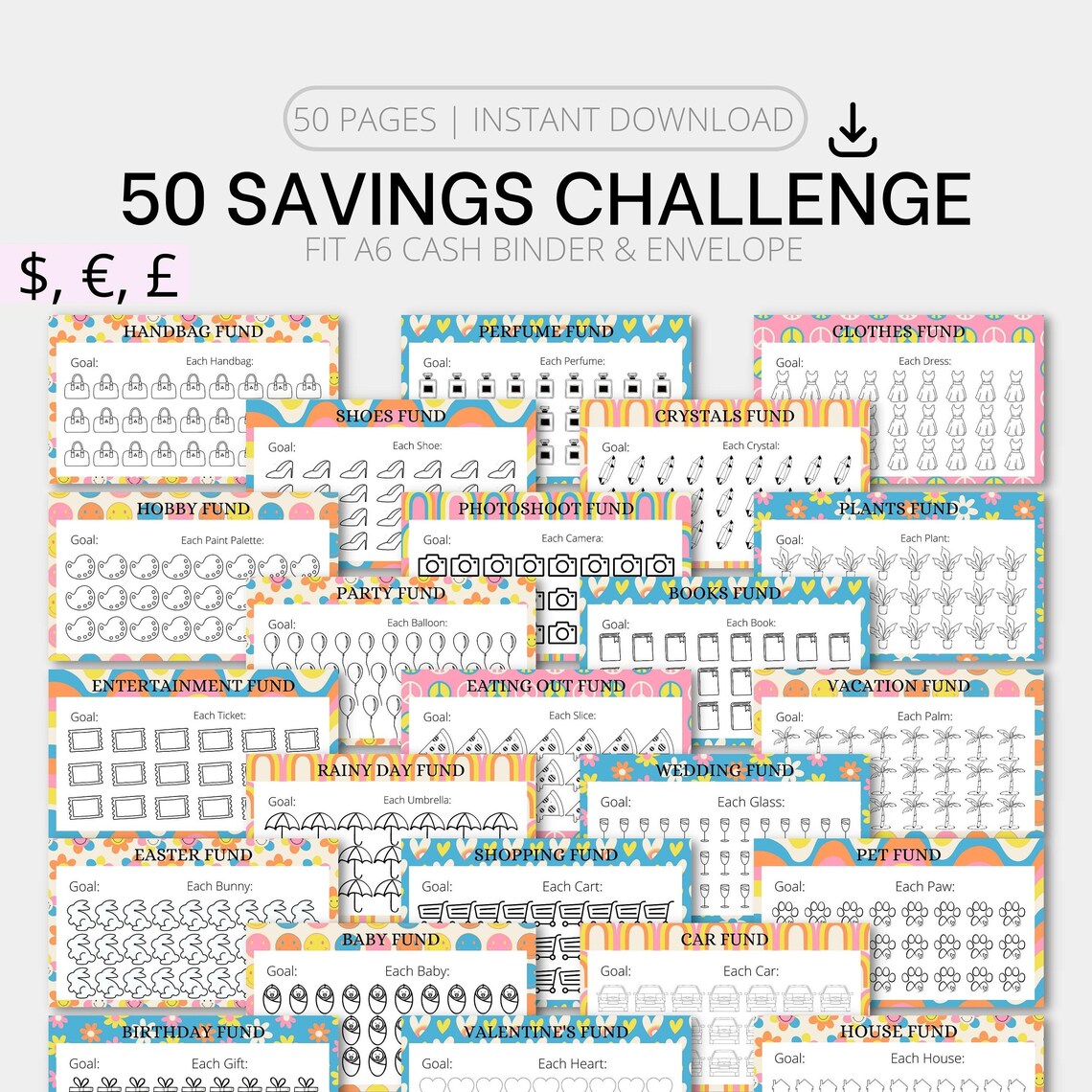 Printable A6 Savings Challenge Bundle A6 Cash Envelope Inserts, A6 ...