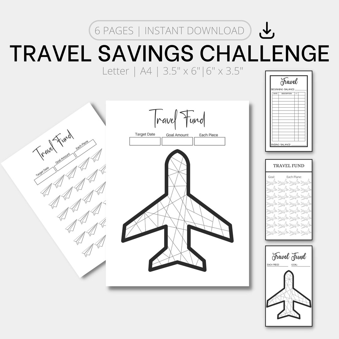 Travel Savings Challenge | Money Savings Tracker, A6 Travel Binder ...
