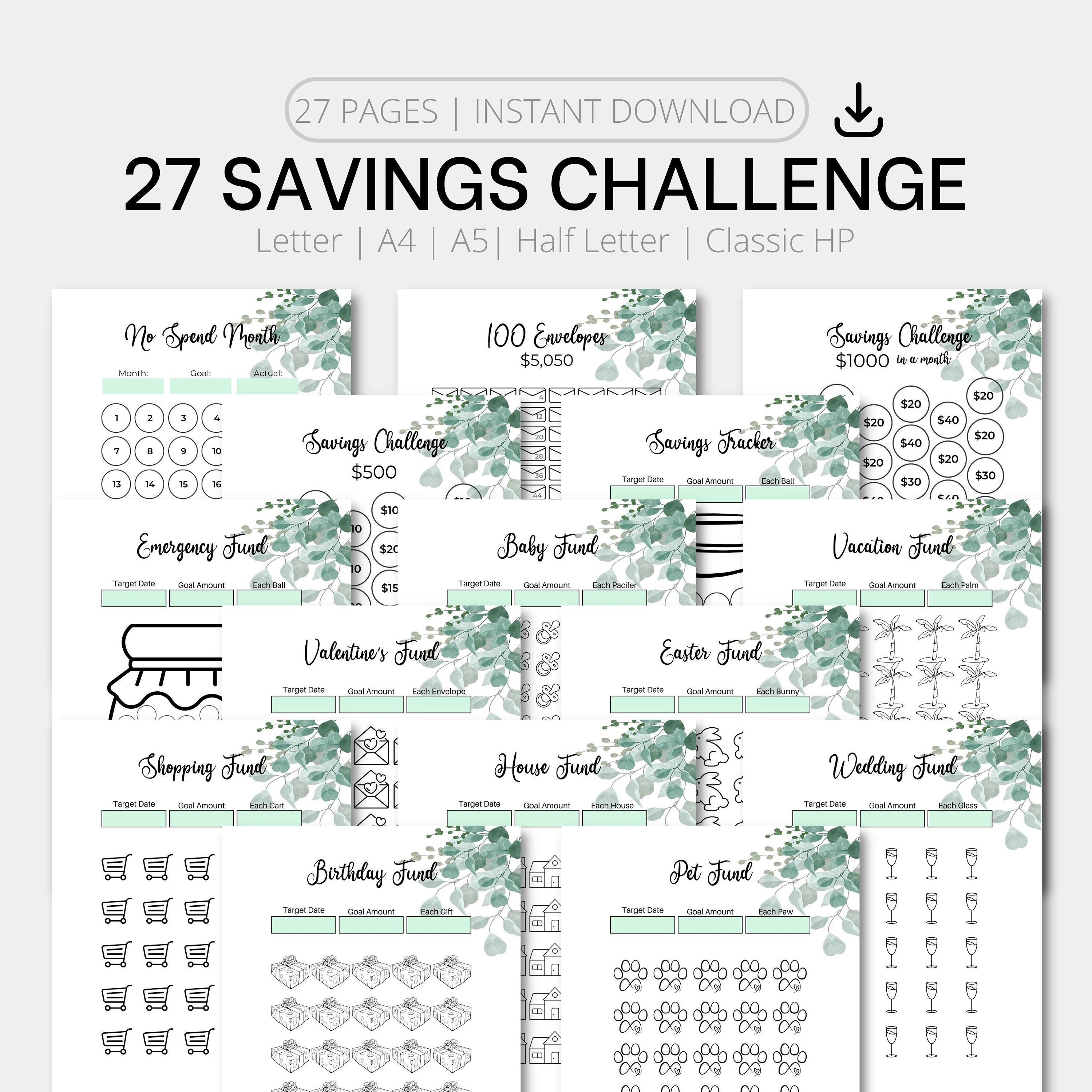 Printable Savings Challenge Bundle Money Savings Tracker Binder 100 ...