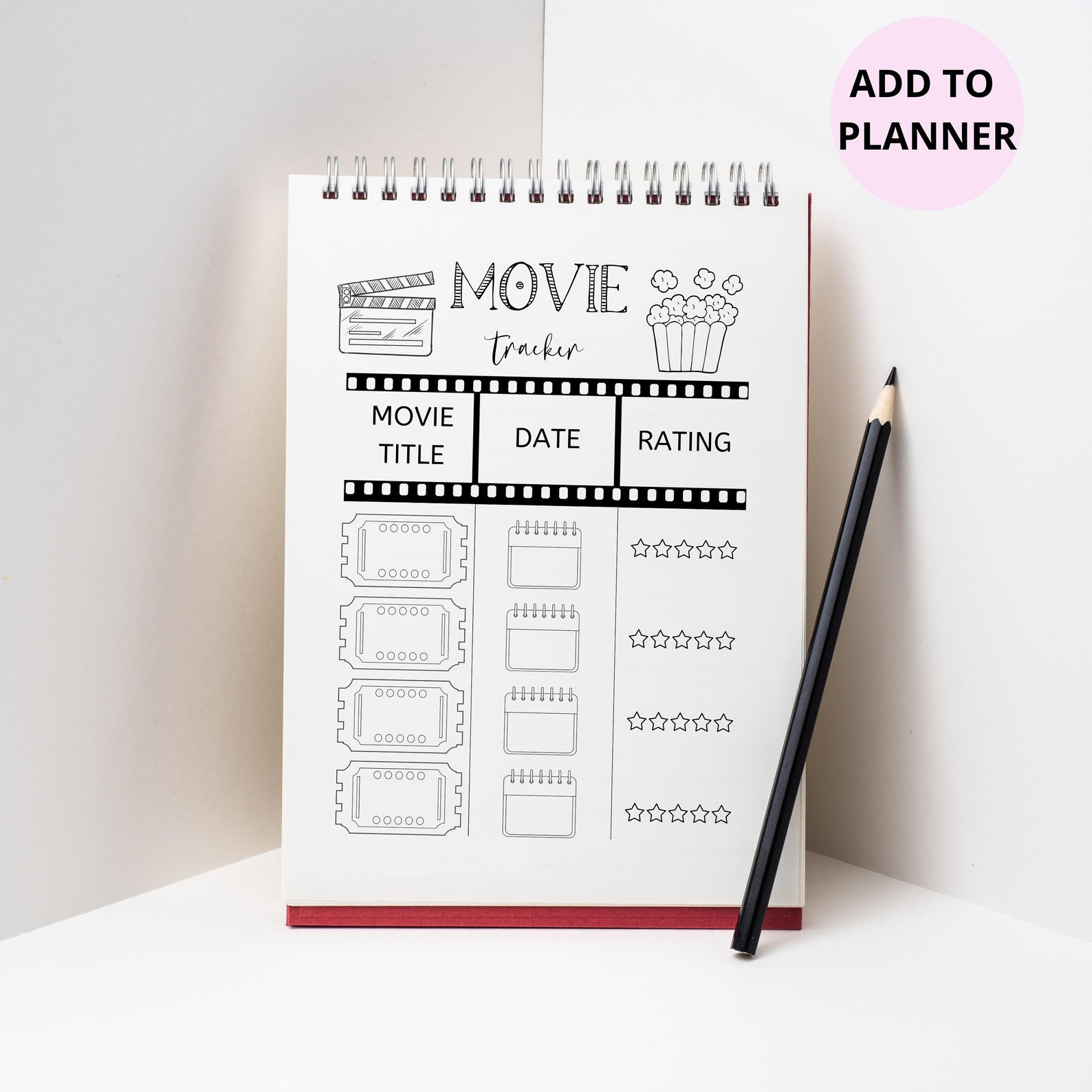 Printable Movie & TV Show Tracker | Digital Watch List, Episode Tracker ...
