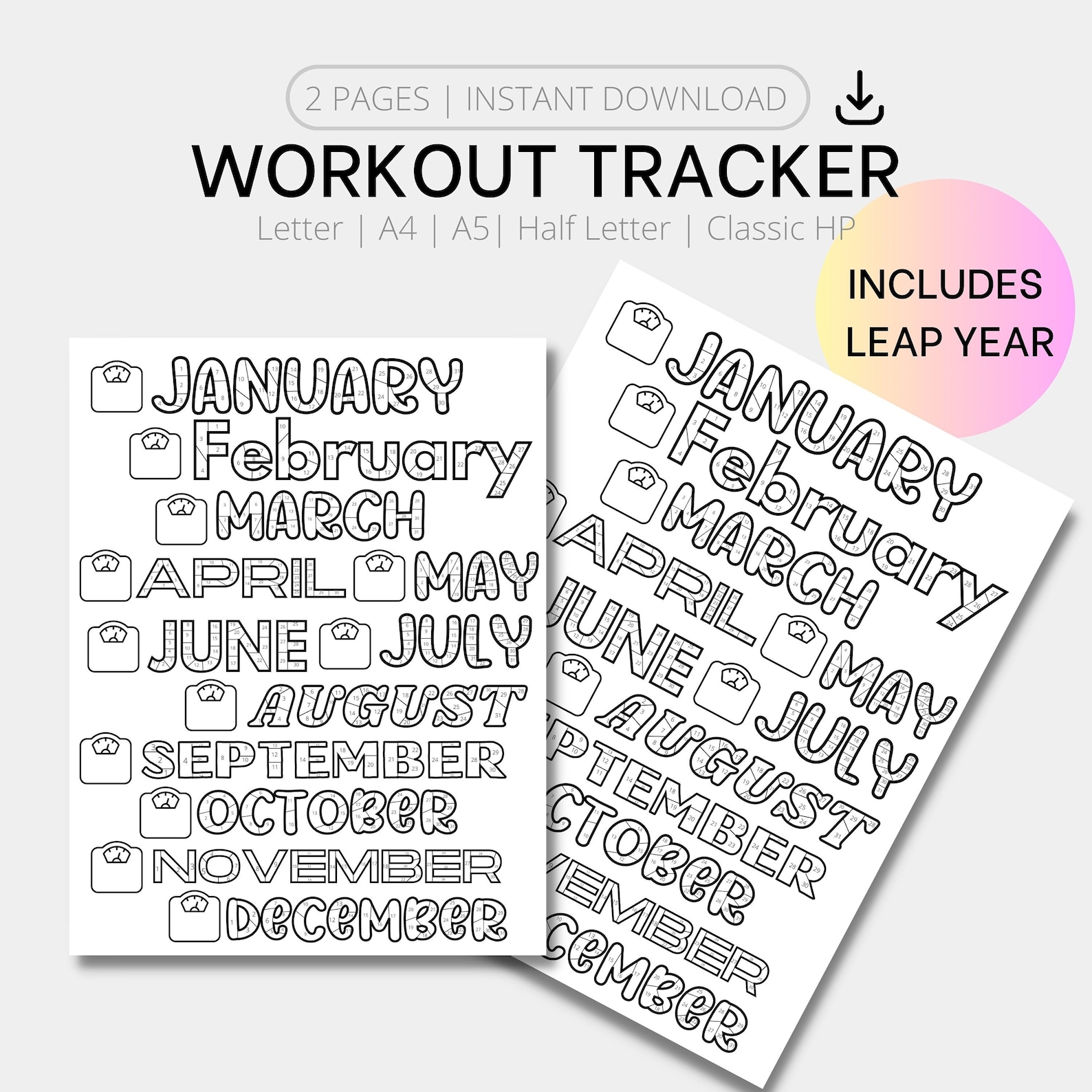 Printable Workout & Habit Tracker Weight Loss Journal 2025 Fitness ...
