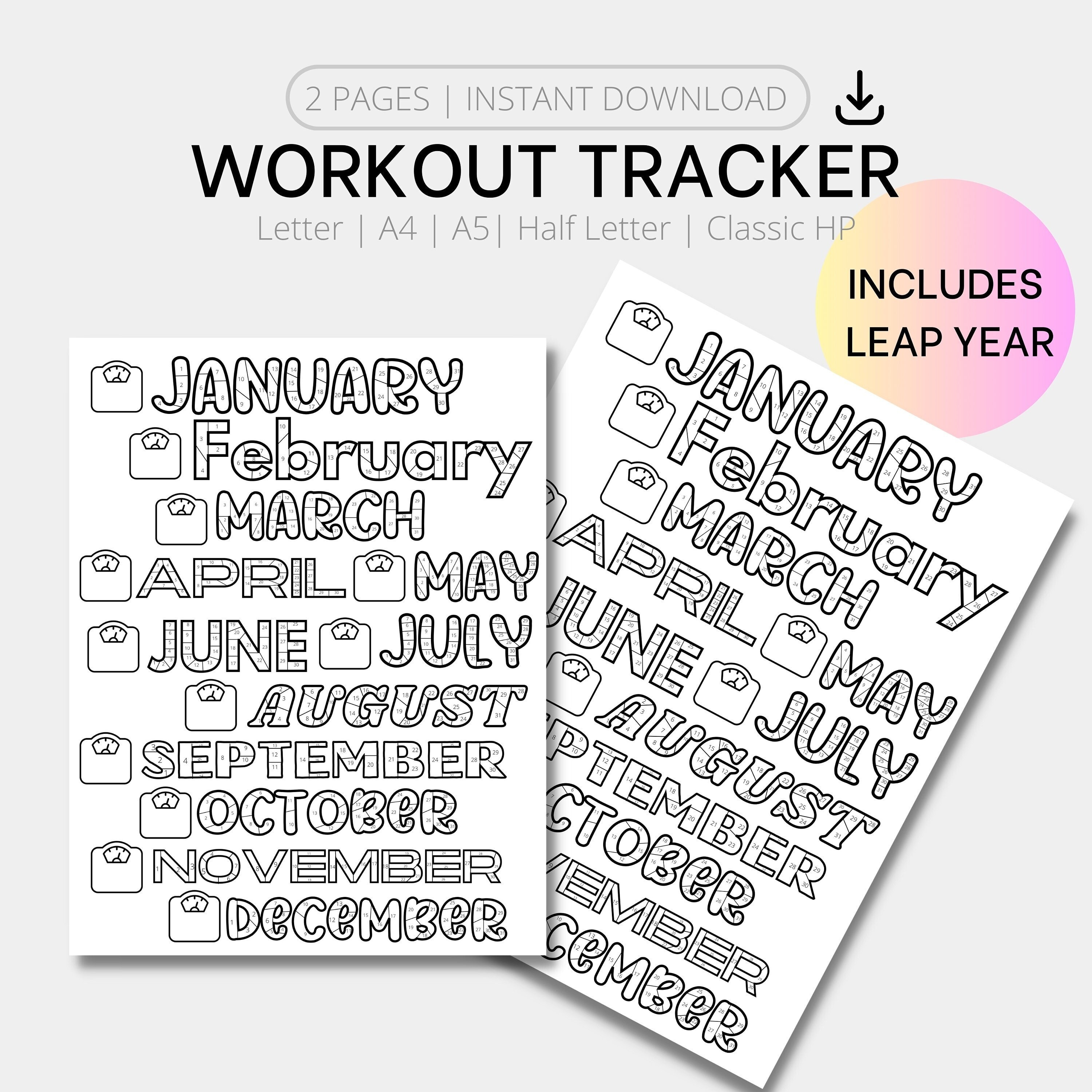Printable Workout & Habit Tracker Weight Loss Journal 2026 Fitness ...
