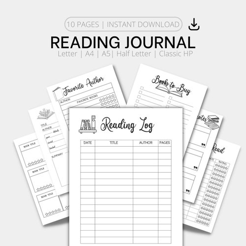 Printable Reading Journal Reading Log Book Planner Reading - Etsy