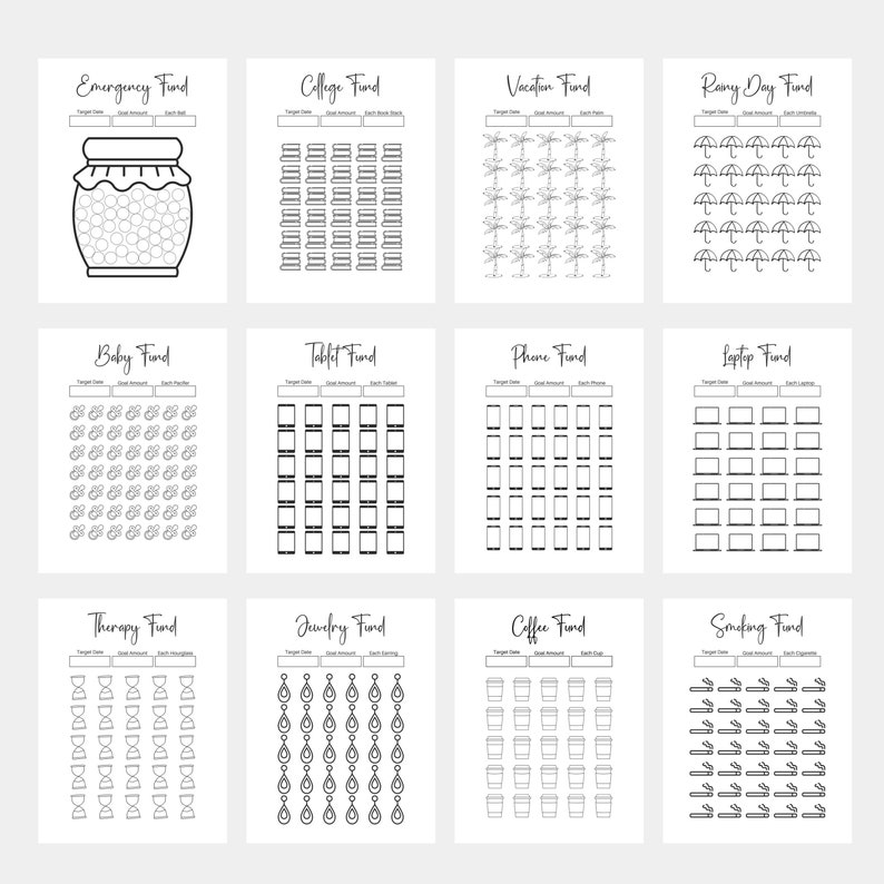 Printable Savings Challenge Bundle Money Savings Tracker - Etsy