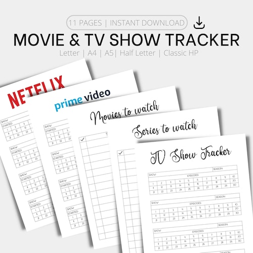 Movie Tracker Printable TV Series Journal Television and - Etsy
