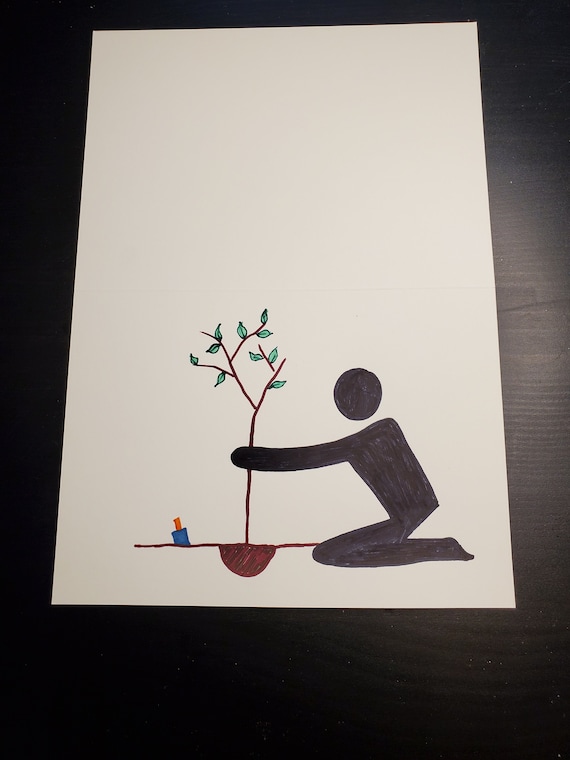 Stick Figure Planting Tree