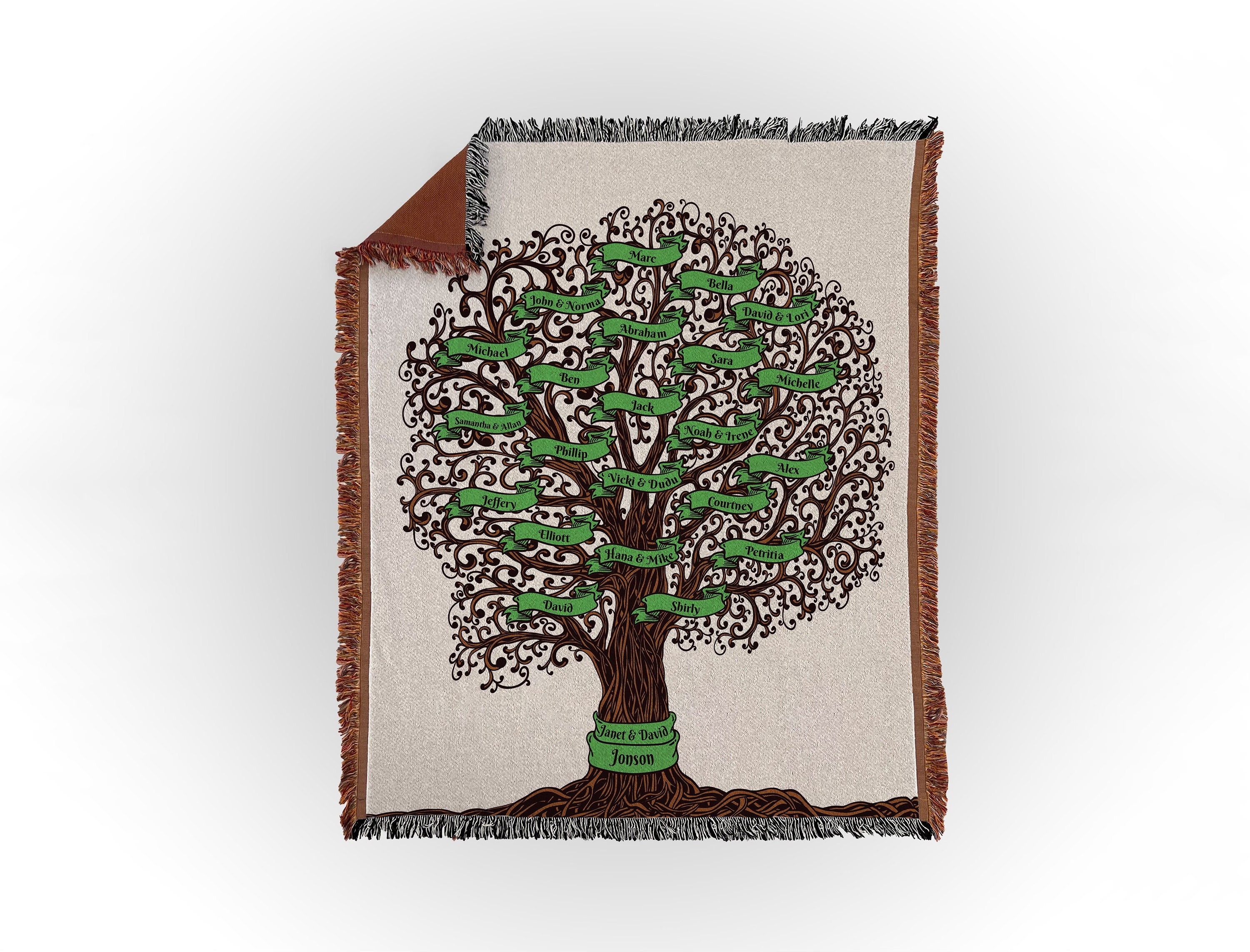 Custom Family Tree Woven Blanket | Personalized Family Tree Throw ...