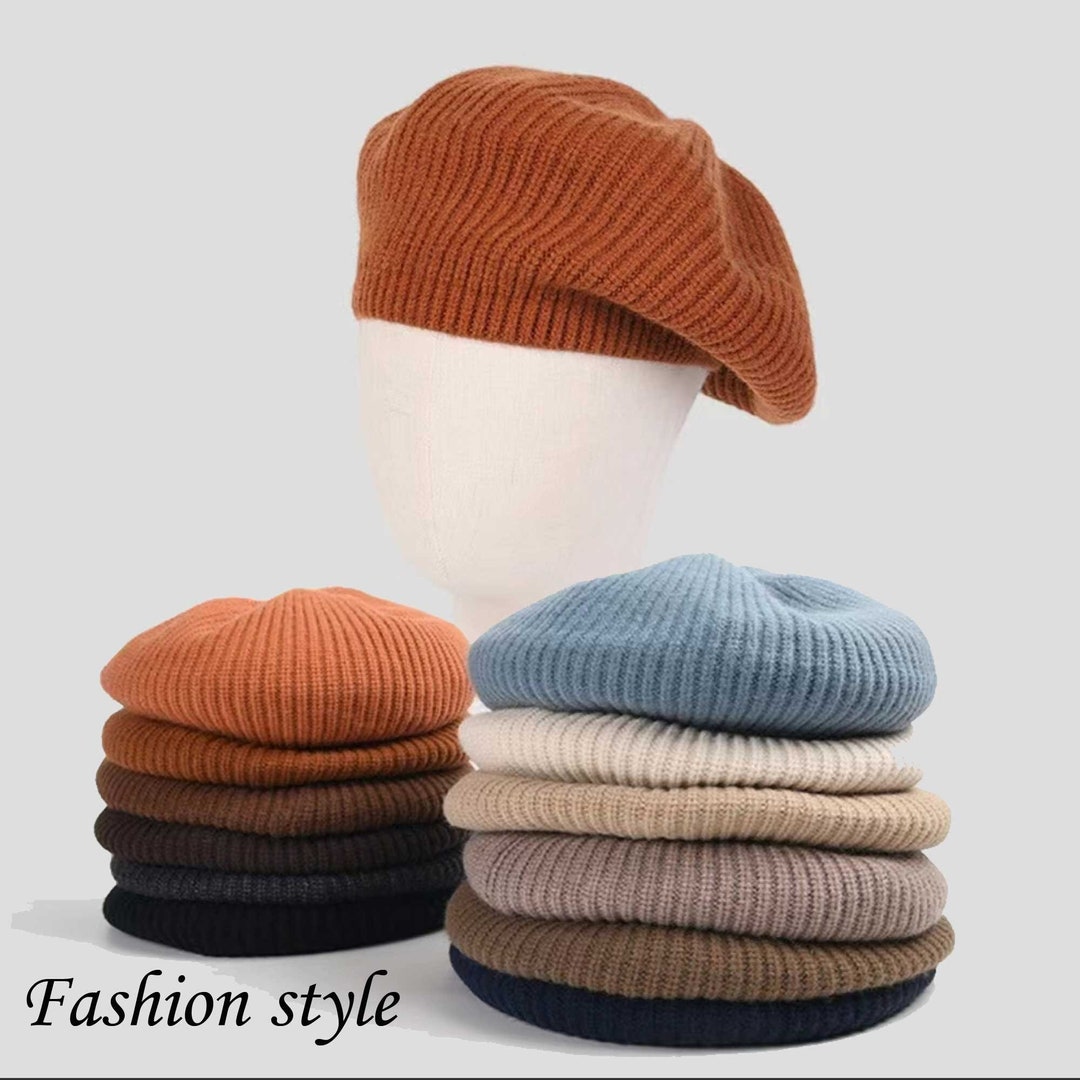 Cozy Fall Knit Berets for Women, Soft Warm Handmade Beanie, Spring Fall ...