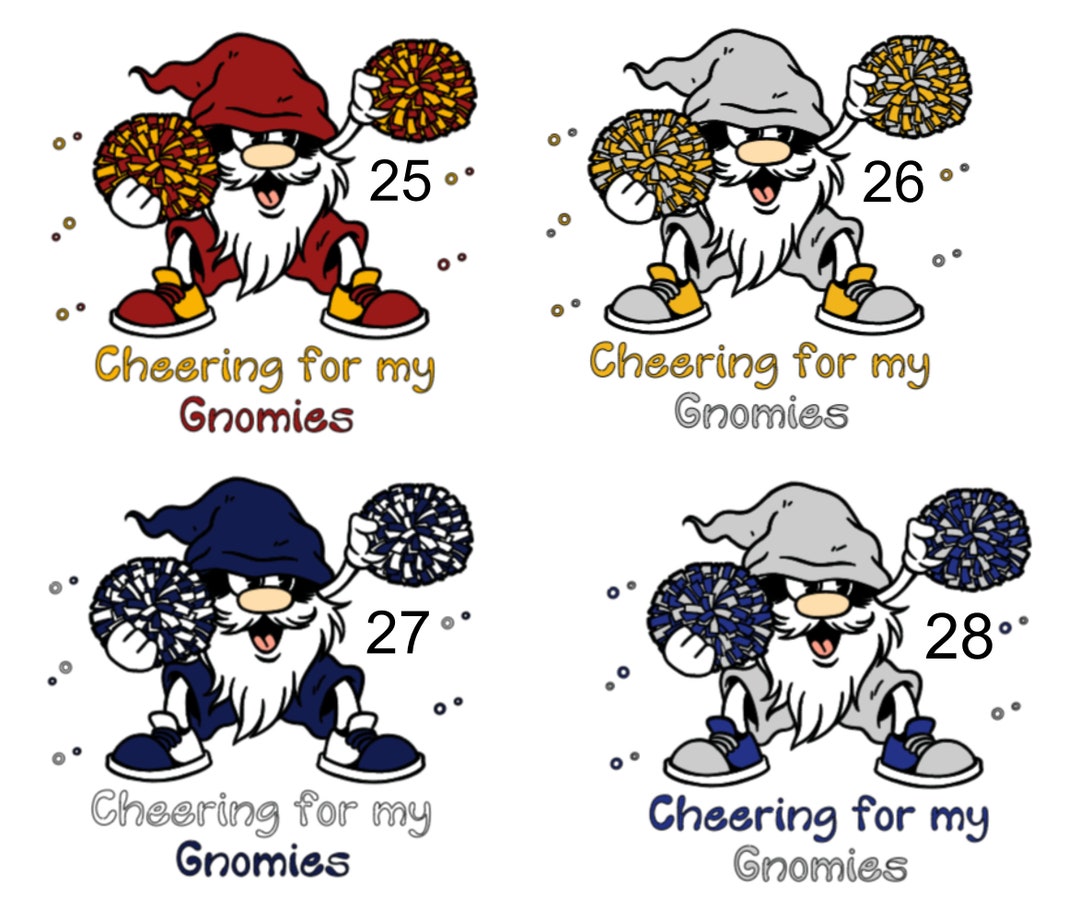Tshirt Gnome Cheerleader Cheer Team Colors 5 Cheering for My Gnomies ...