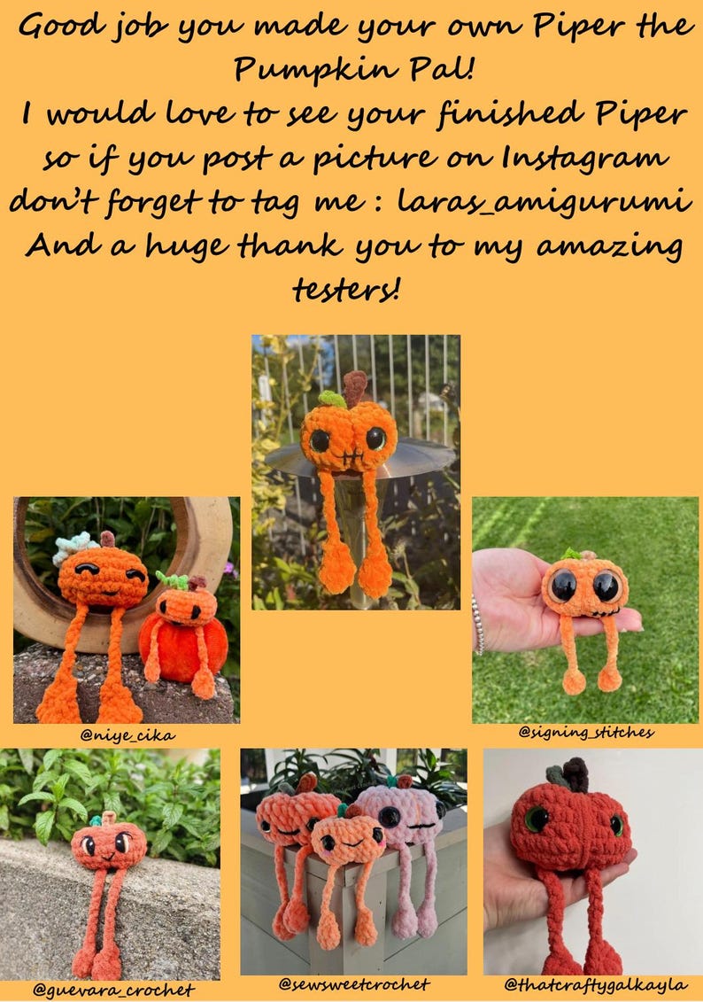 Piper the Pumpkin Pal Crochet Pattern (english) - Etsy