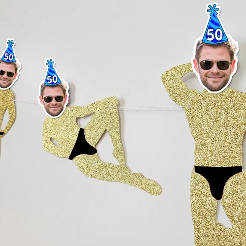 Custom Face Photo Banner With Birthday Hat Any Color & Any Age - Etsy