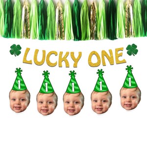 Lucky One Birthday Face Banner for First Birthday, 1st Birthday Face ...