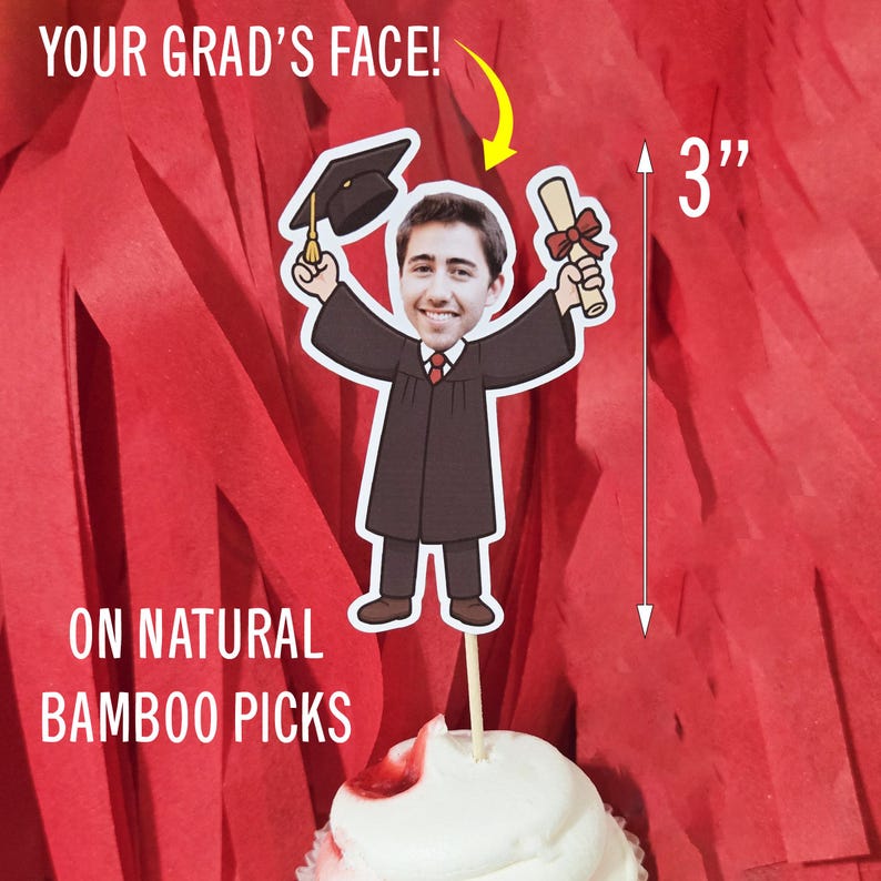 Personalized Graduation Cupcake Toppers: Custom Face Decorations - Etsy