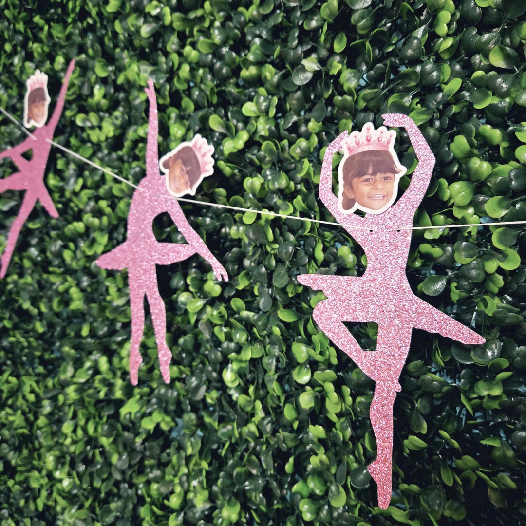 Personalized Ballerina Birthday Banner: Glitter Dancer, Face Cutouts - Etsy