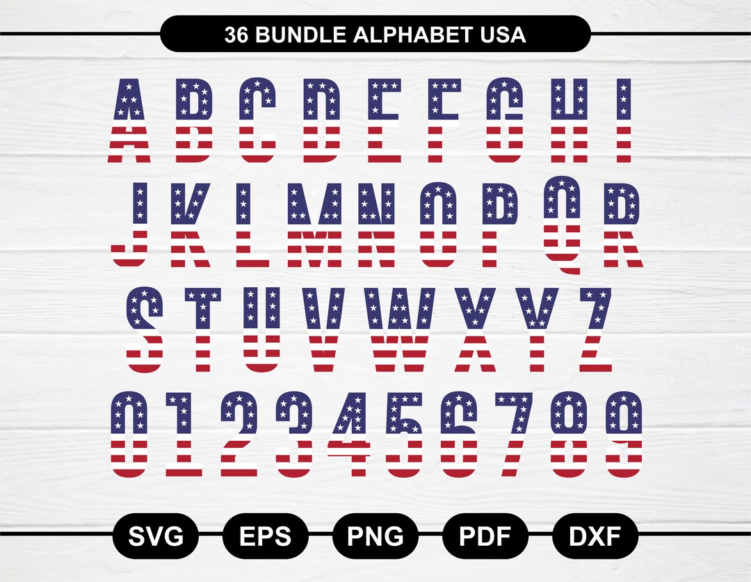 USA Flag Alphabet Svg, American Font Svg, American Flag Font Svg ...