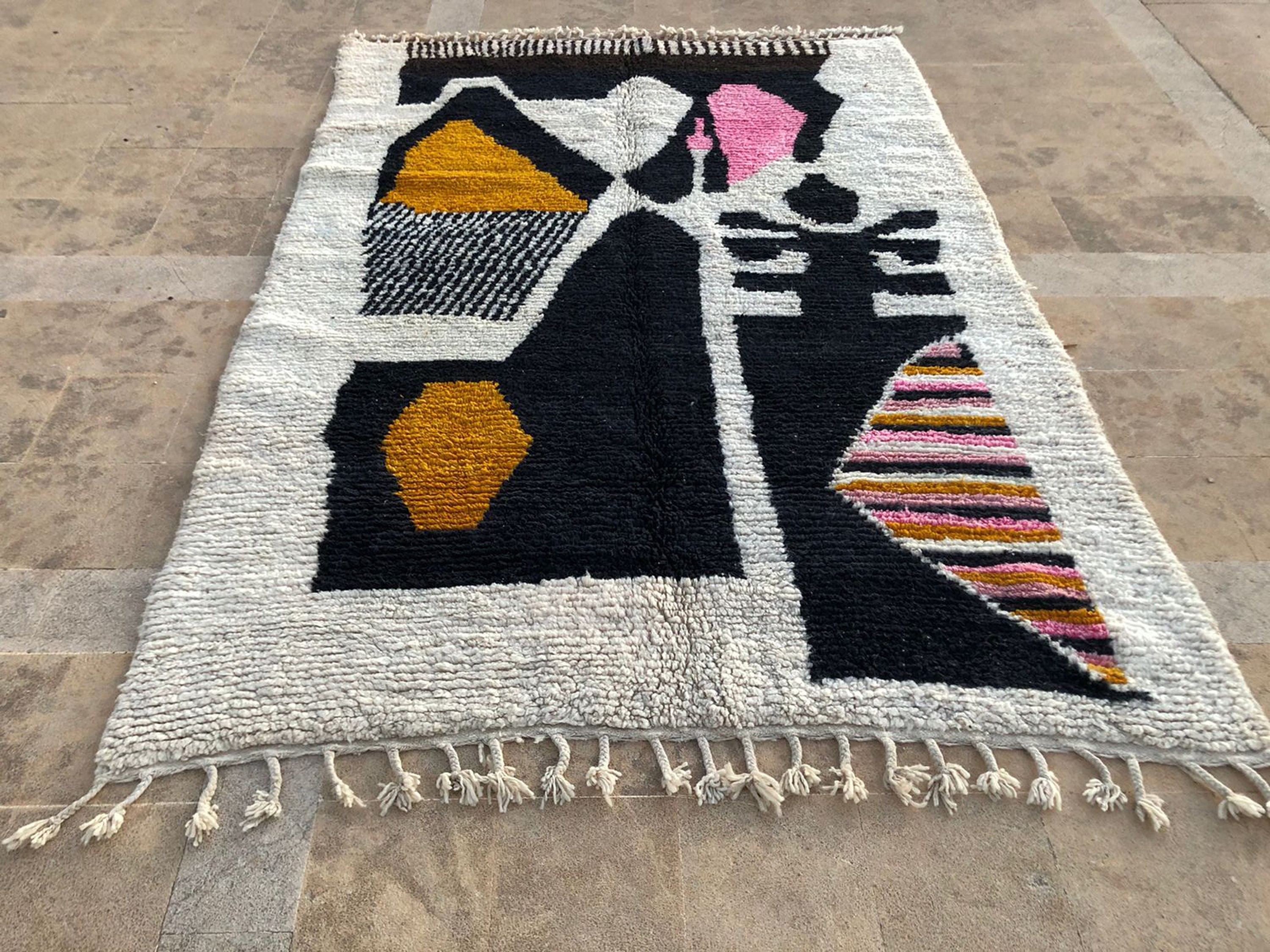 Colorful Moroccan Berber Shaggy Area Rug, Azilal Abstract Boho Rug. - Etsy