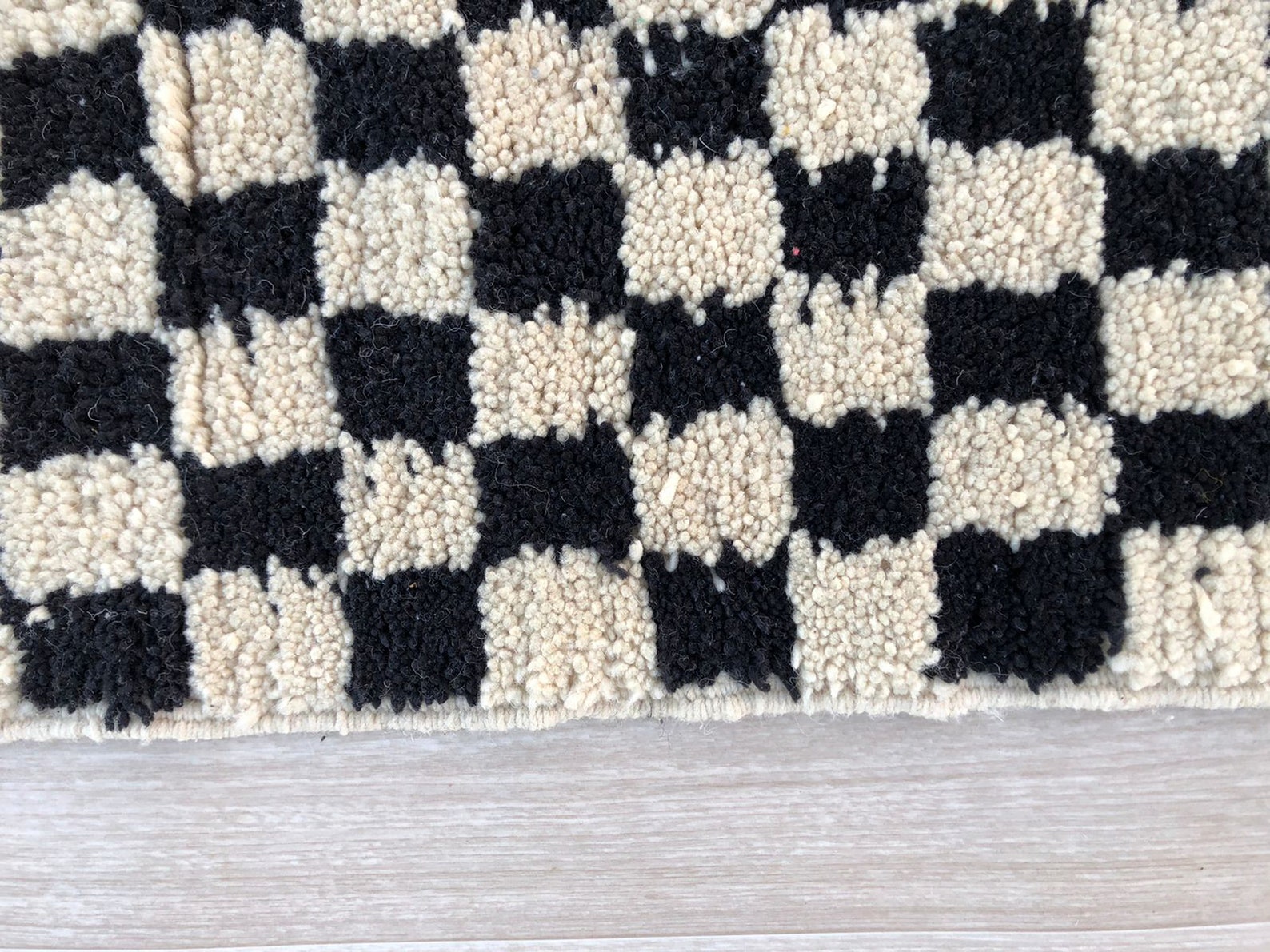 Black and White Checkered Area Rug Moroccan Hand Knotted - Etsy