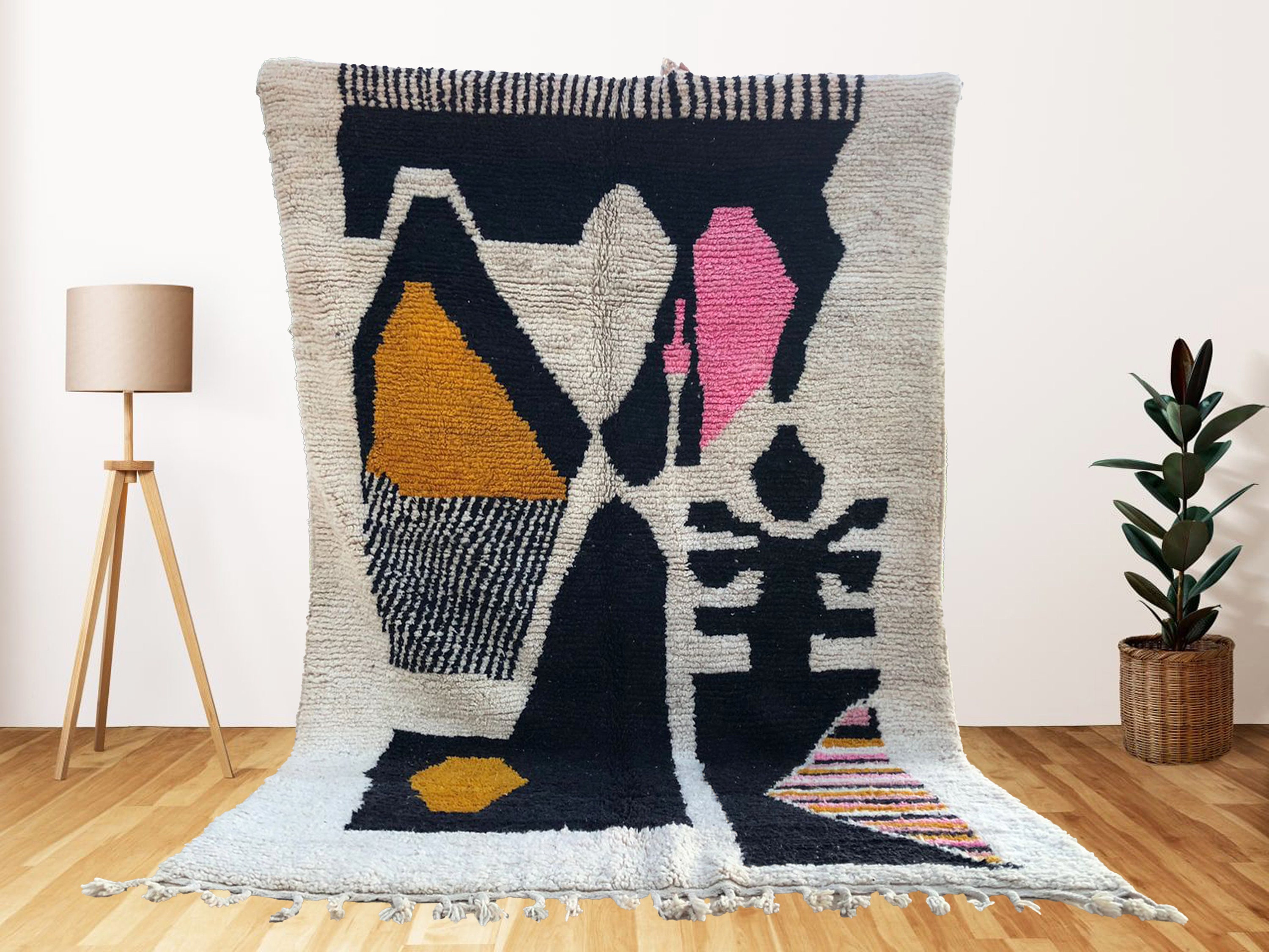 Colorful Moroccan Berber Shaggy Area Rug, Azilal Abstract Boho Rug. - Etsy