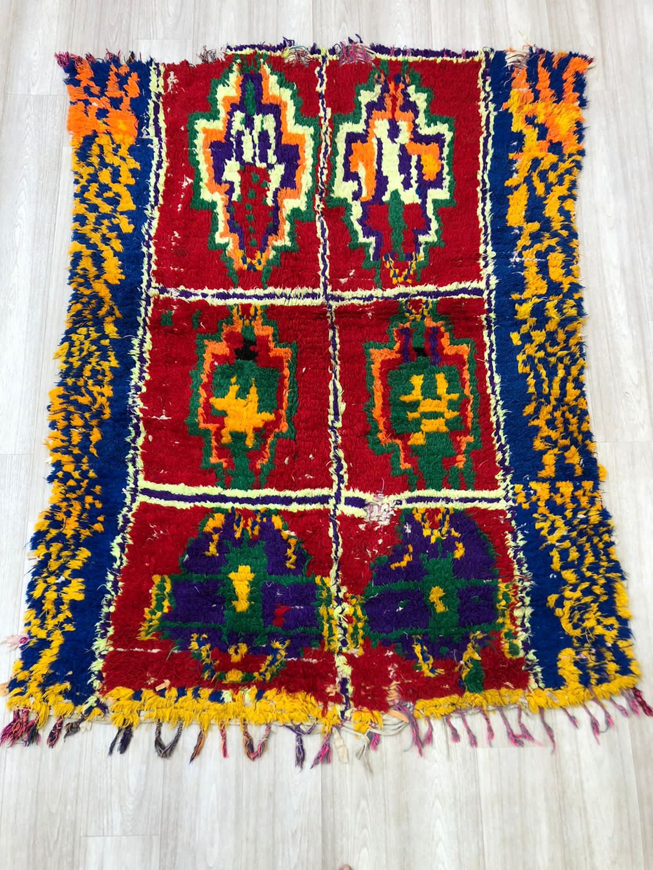 4x5 Unique Berber Area Rug, Yarns Vintage Morocco Carpet. - Etsy