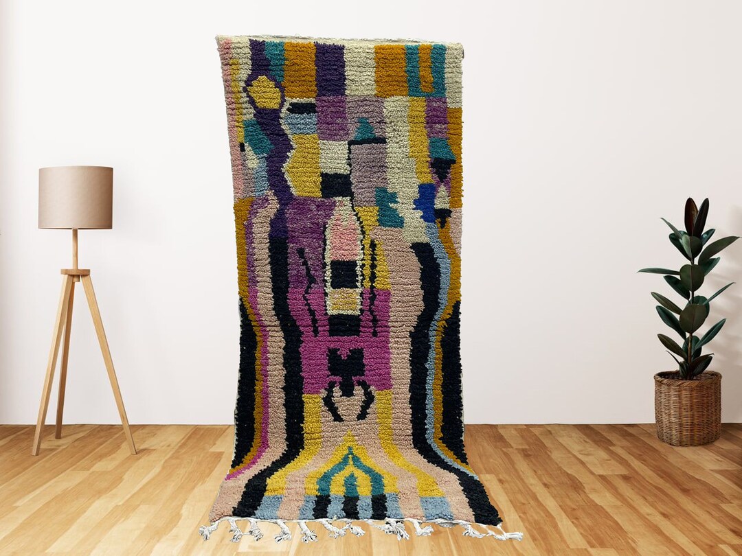Colorful Abastct Moroccan Runner Rug, Unique Hand Knotted Rug. - Etsy